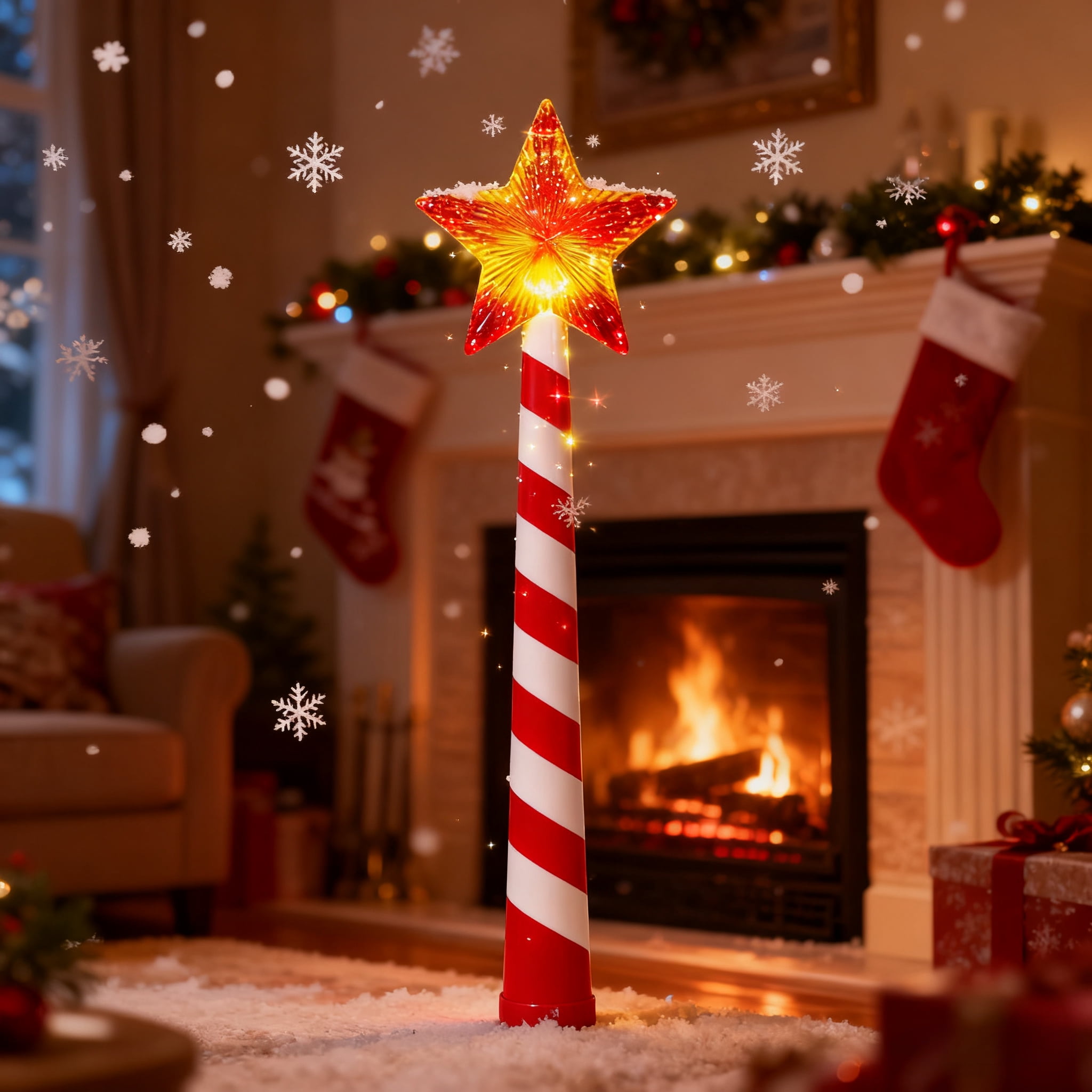 Red White Striped Christmas Tree Wand Tree-Shaped, Glowing Star Light ...