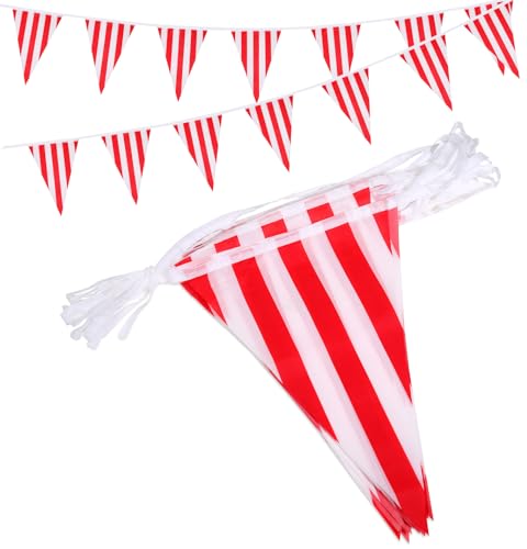 Red & White Striped Pennant Banners - Reusable Flags for Carnival ...