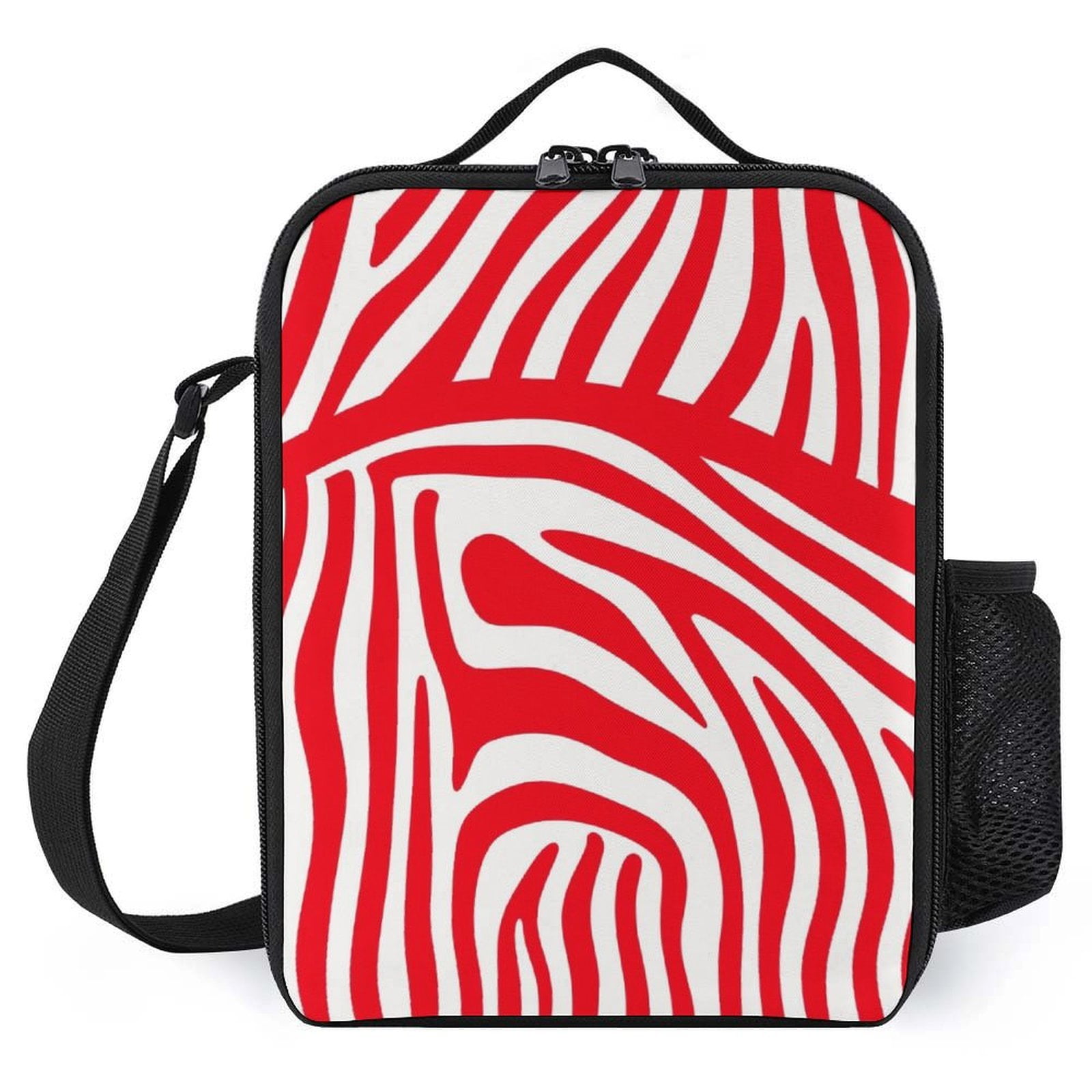 Red White Stripes Pattern Messenger Bag Cartoon Teenage Crossbody Bag ...