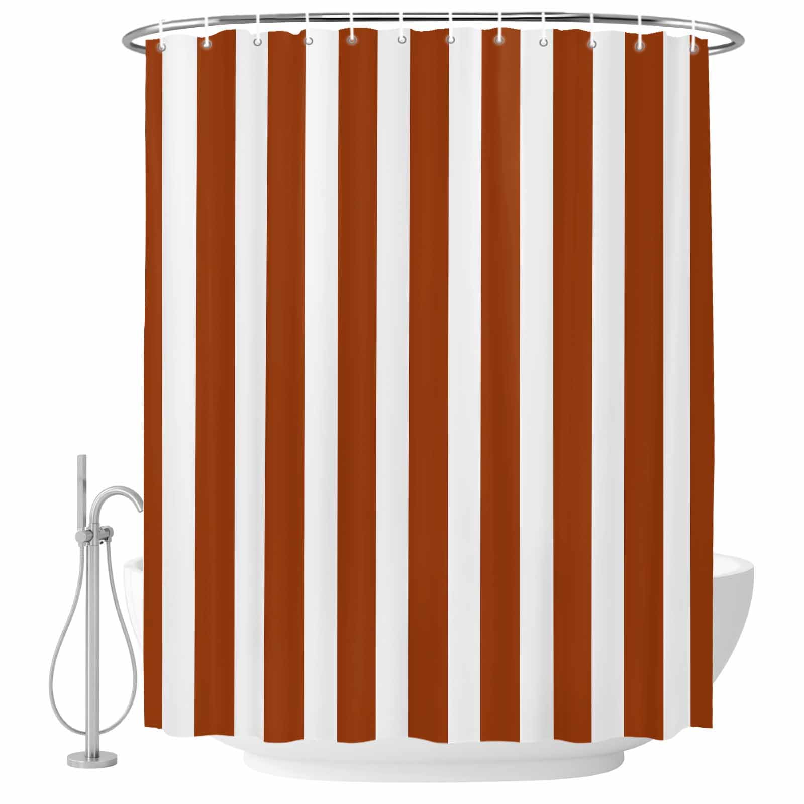 Red White Stripes Shower Curtain Set with Hooks, Simple Classic Modern ...