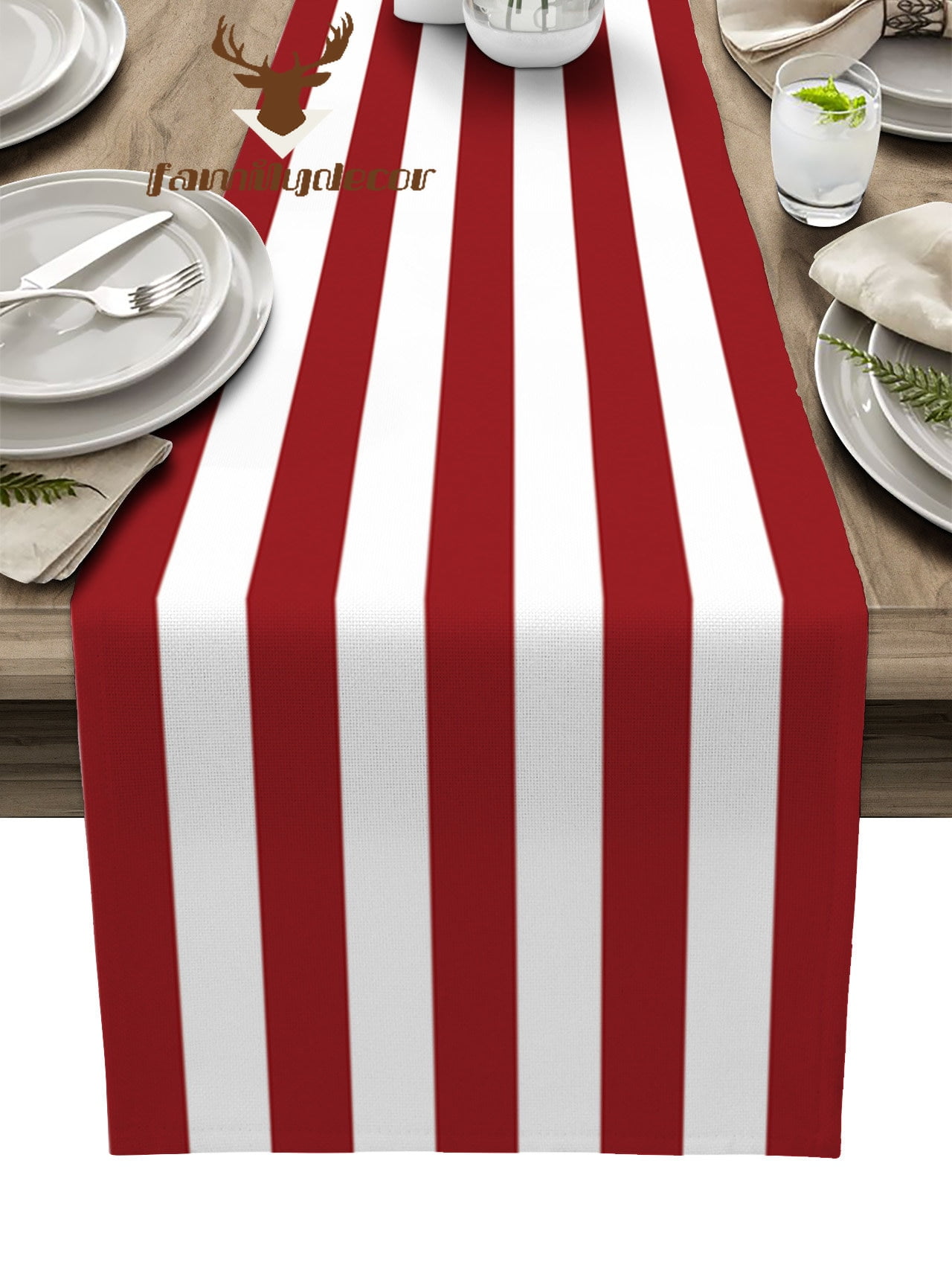 Red White Stripes Table Runner Home Wedding Decor Table Flag Mat Table ...