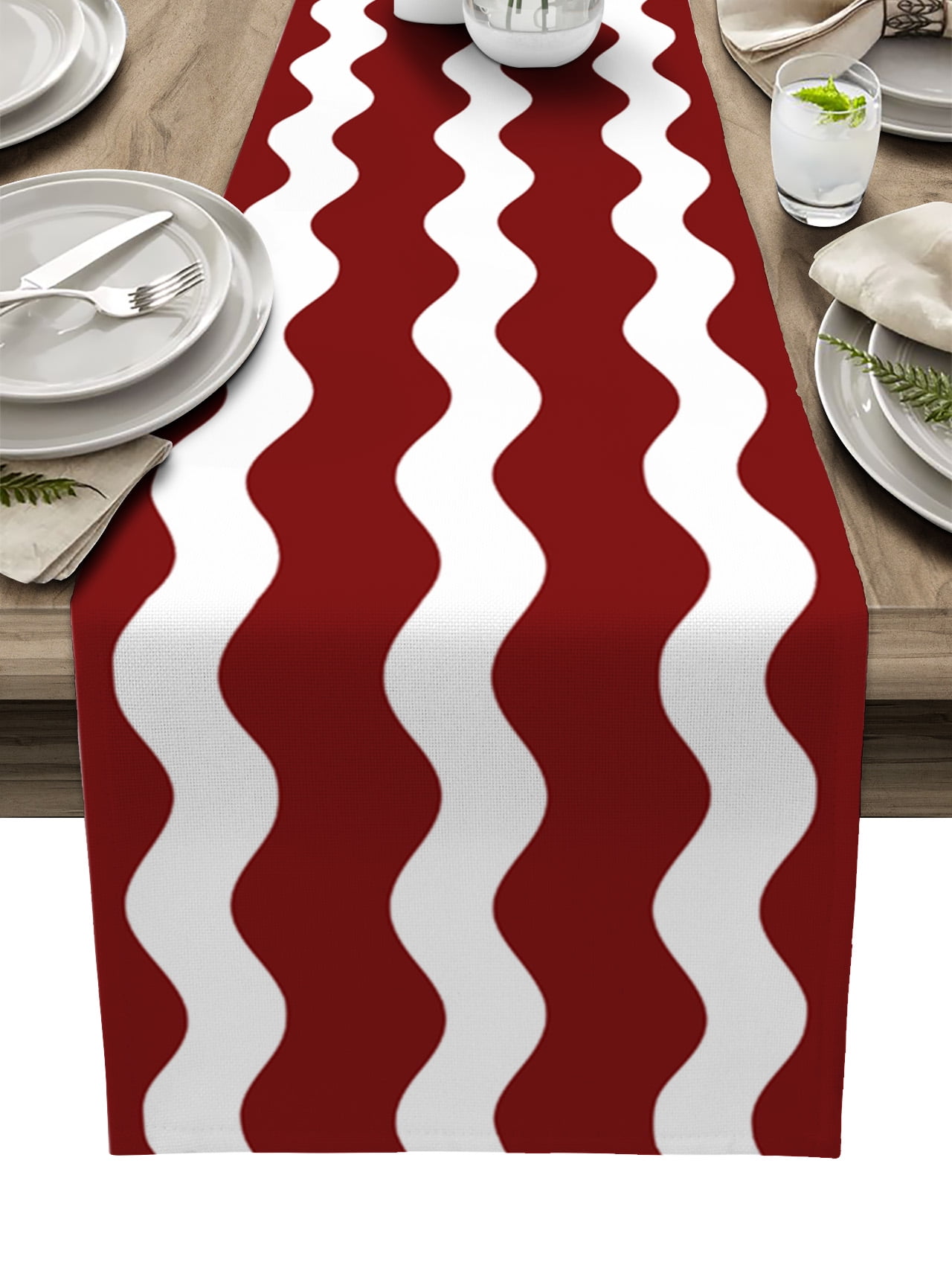 Red White Stripes Table Runner Home Wedding r Table Flag Mat Table ...
