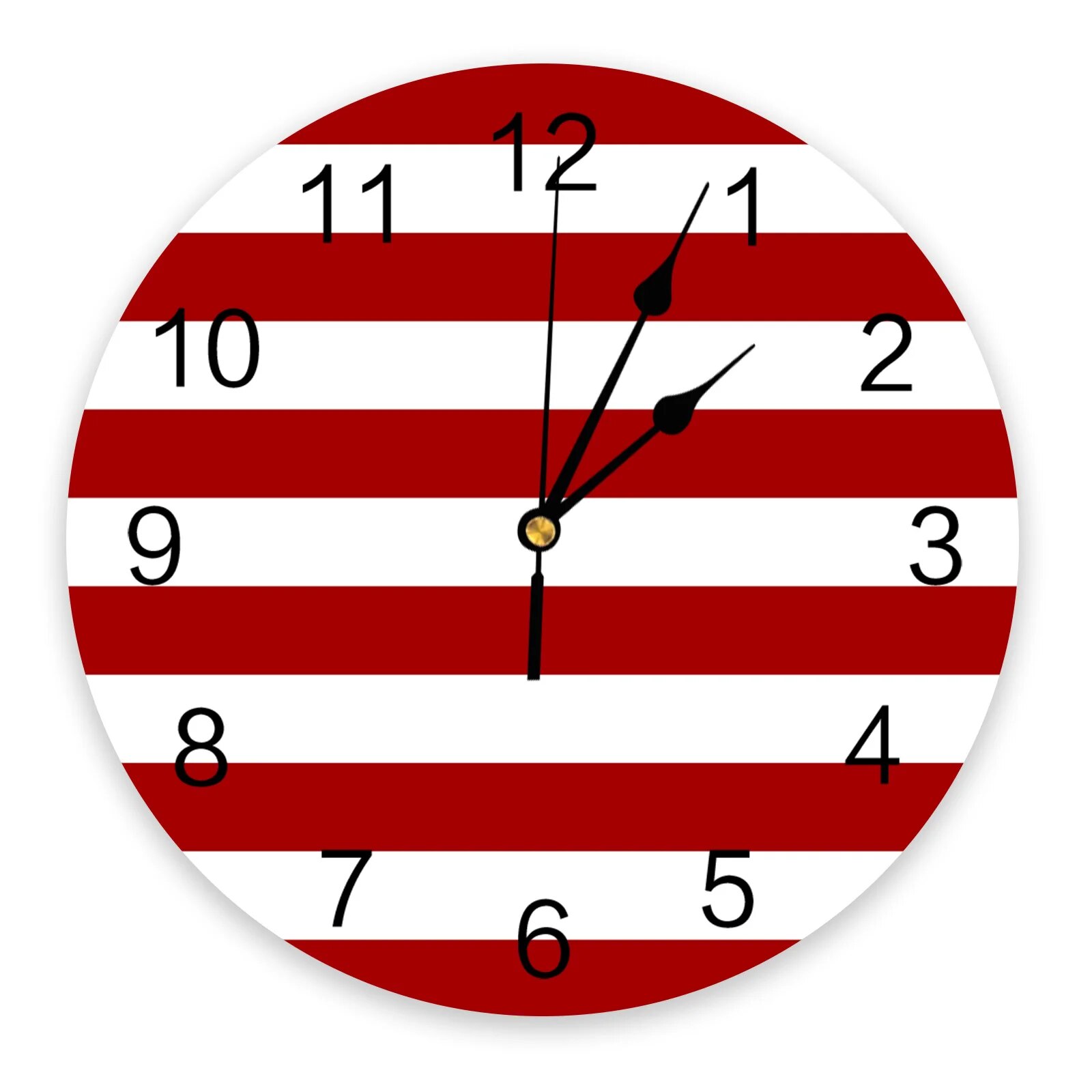 Red White Stripes Wall Clocks Brief Design Silent Home Cafe Office Wall ...