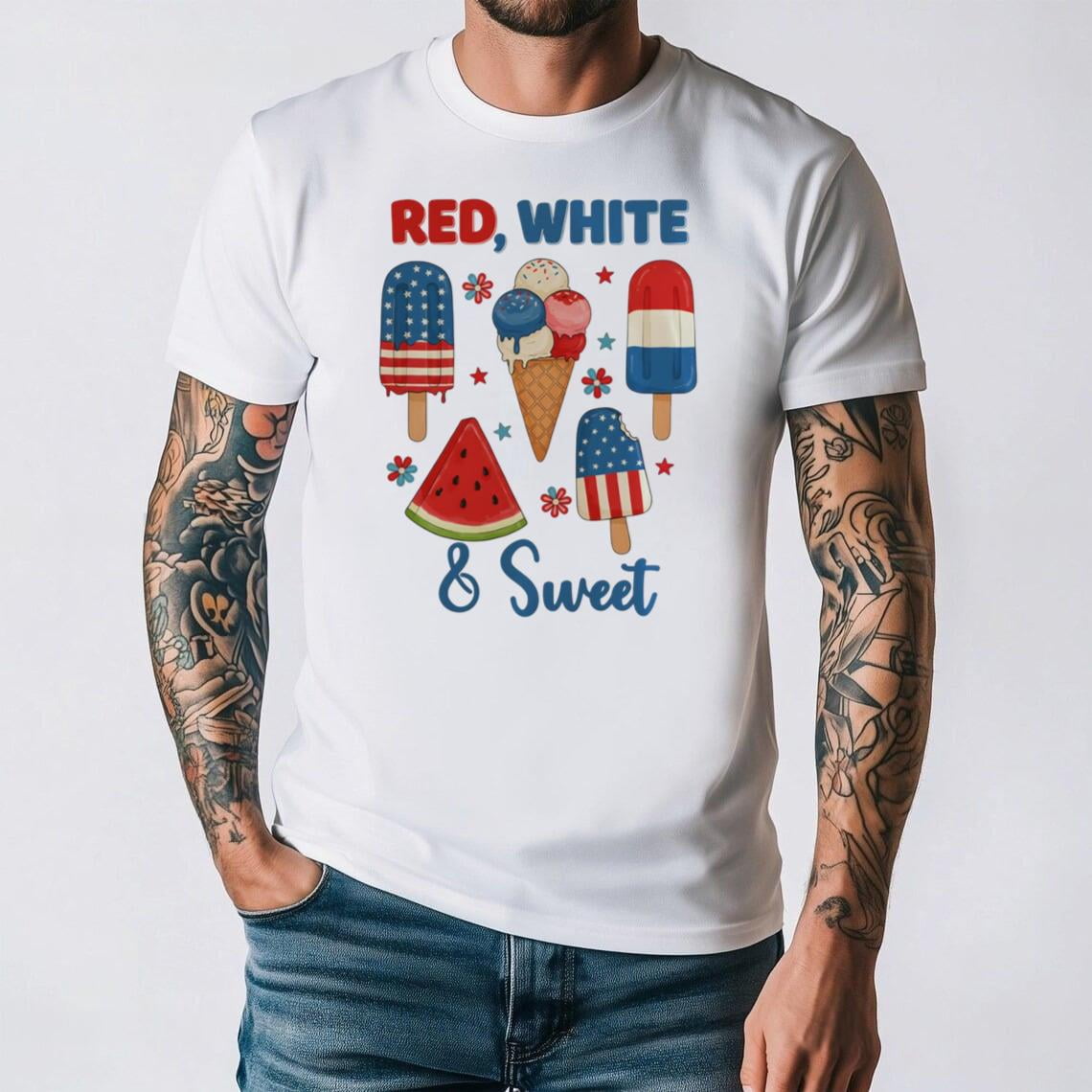 Red White Sweet Patriotic Ice Cream Fourth Of July Summer Dessert T ...