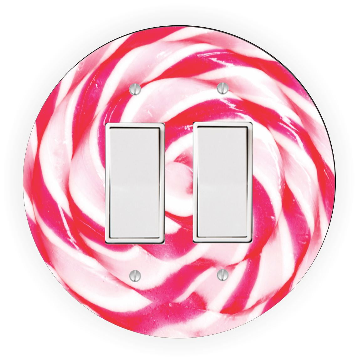 Red White Swirls Lollipop Design - Round Light Switch Plate Cover ...