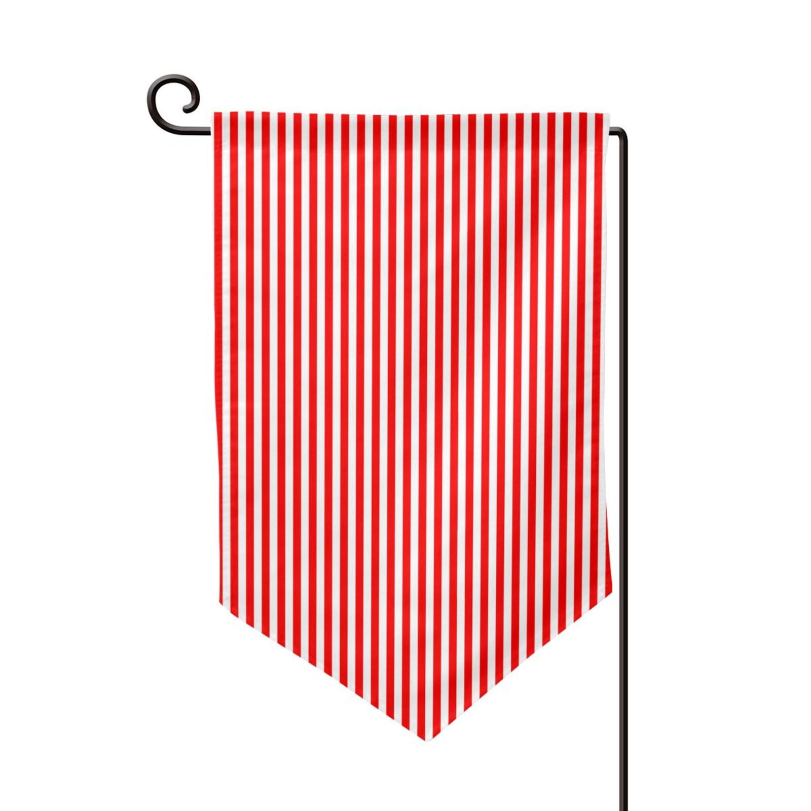 Red White Vertical Stripe Pattern Garden Flag Double Sided Flags with ...