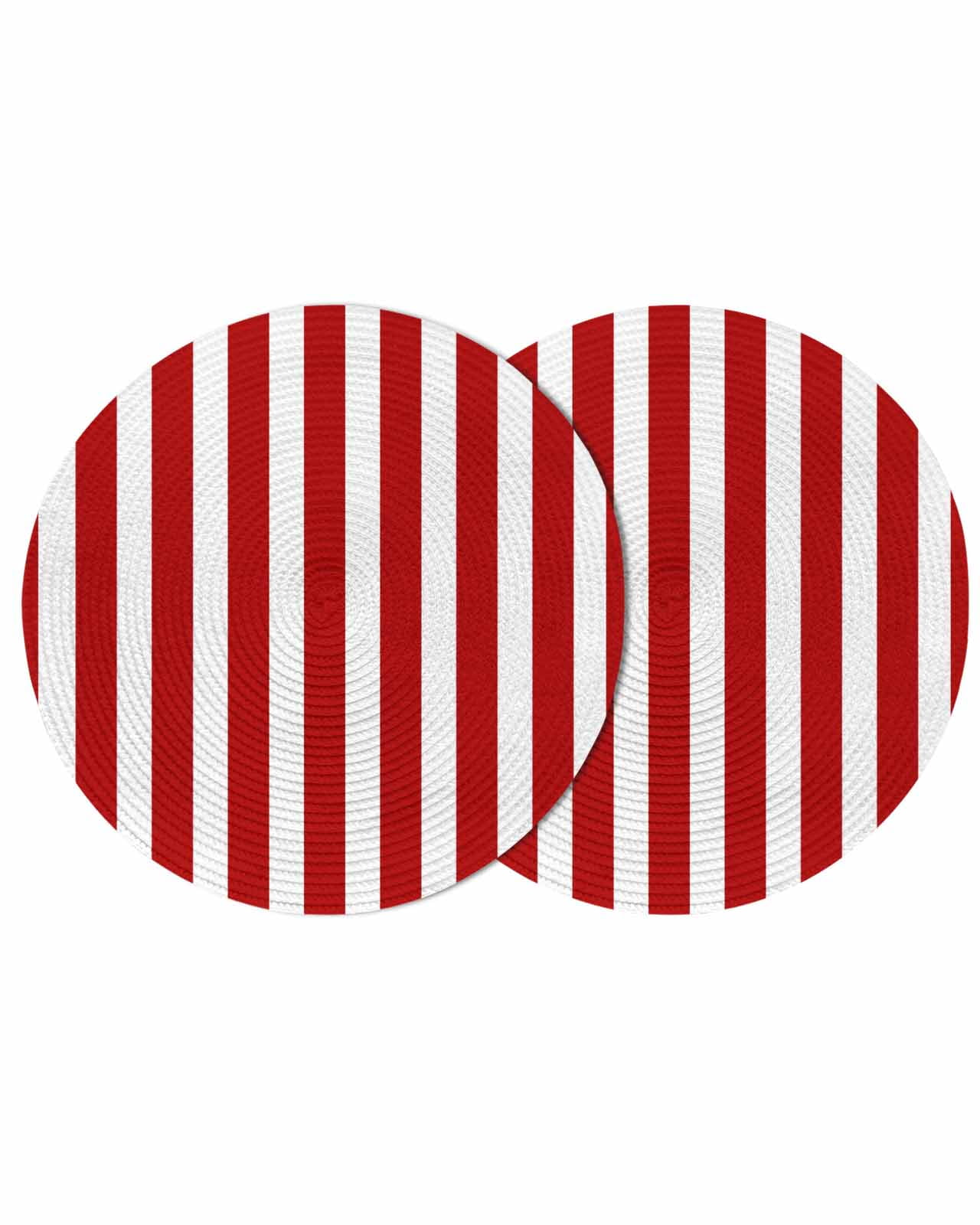 Red White Vintage Striped Round Table Placemats set of 2, Abstarct ...