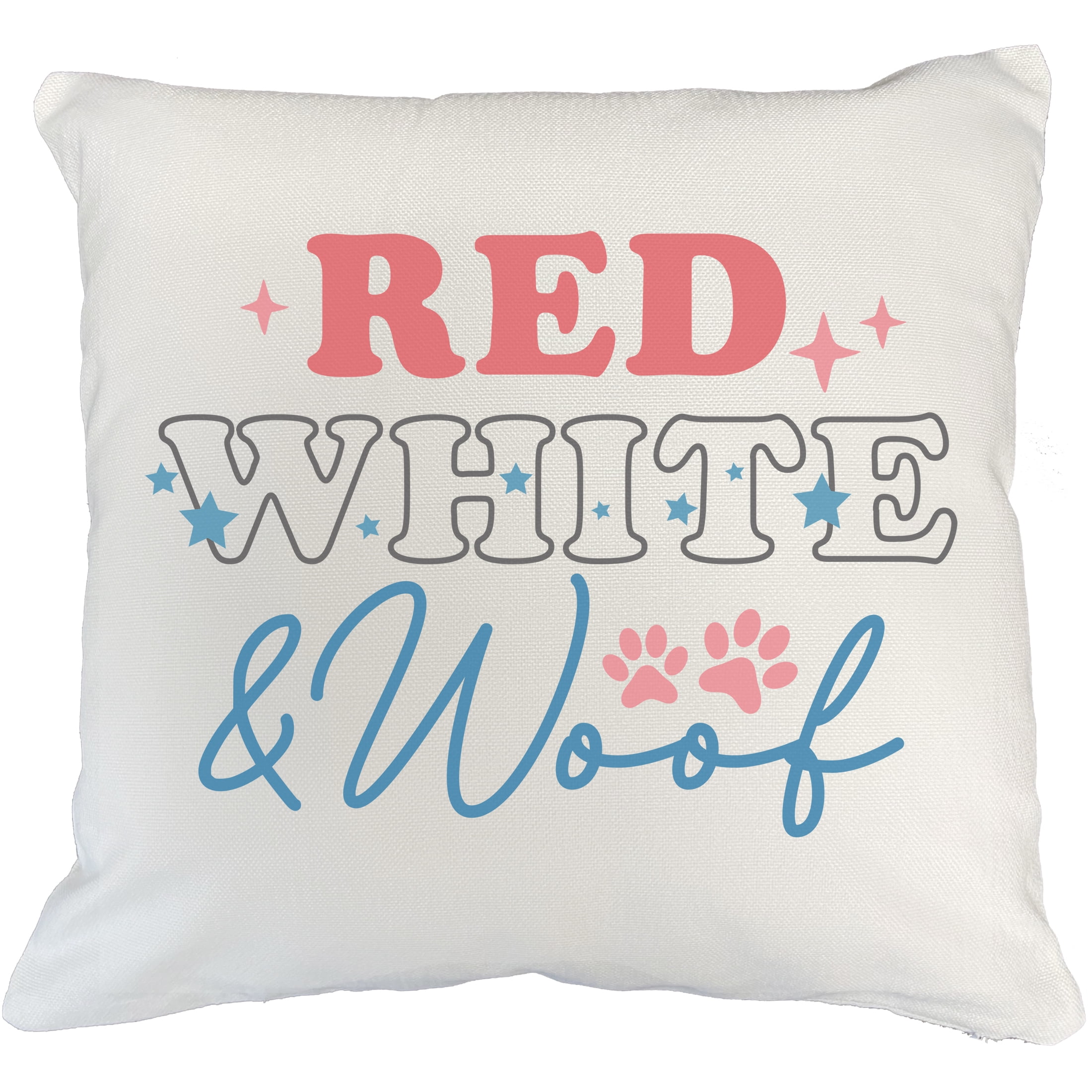 Red, White & Woof with Dog Paws, 4th of July Art Merch Gift, White ...