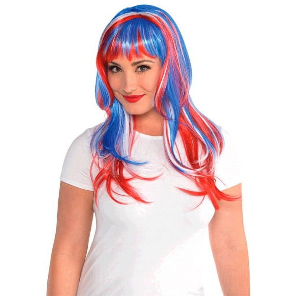 Red White and Blue Glamorous Wig (1ct) - Walmart.com
