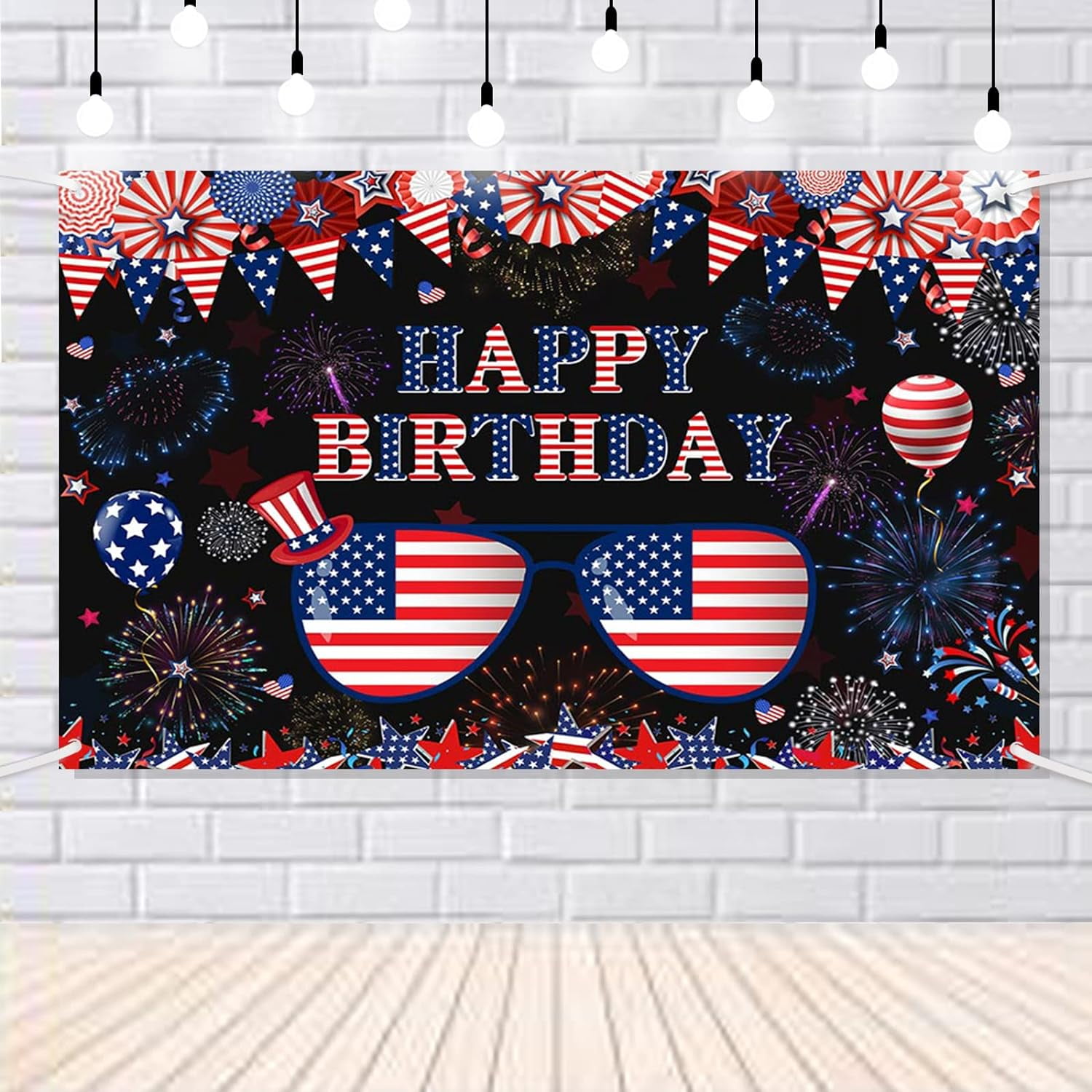 Red White and Blue Independence Day Happy Birthday Banner Patriotic ...