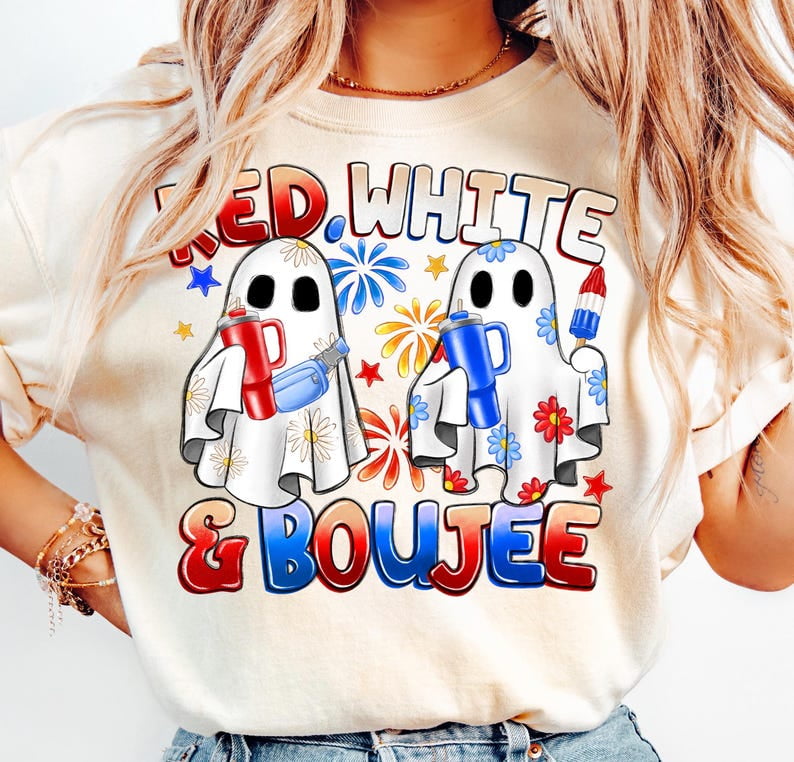 Red White and Boujee T-Shirt, Funny Ghost T-shirt, 4th of July Humor ...