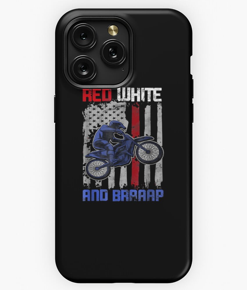 Red White and Braaap Motocross USA G4239 Phone Case for iPhone17 16 15 ...