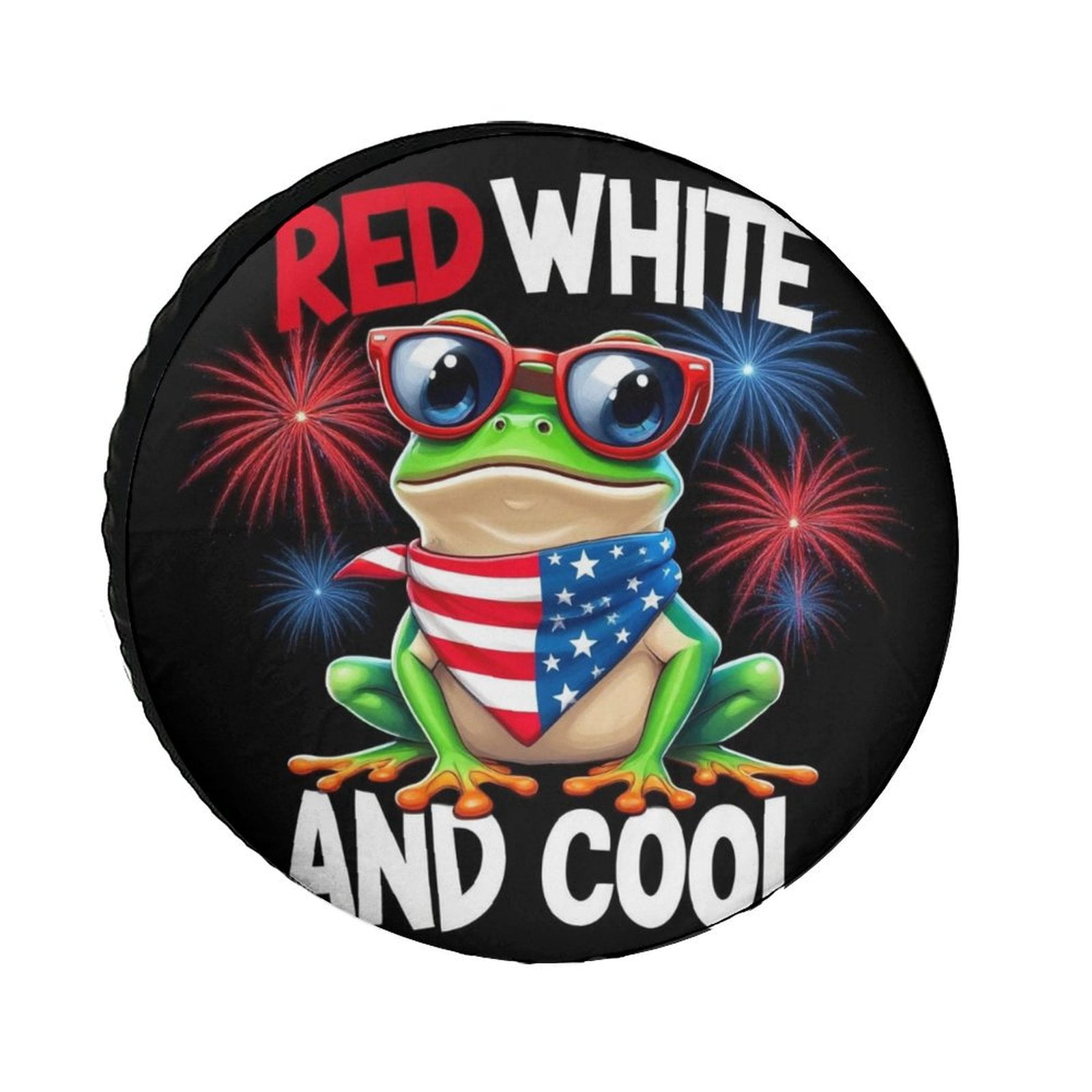 Red White and Cool Patriot Frog 4th of July Spare Tire Cover 14-16inch ...