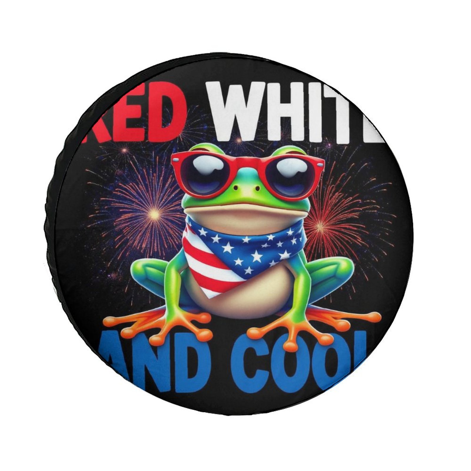 Red White and Cool Patriot Frog 4th of July Spare Tire Cover 14-16inch ...