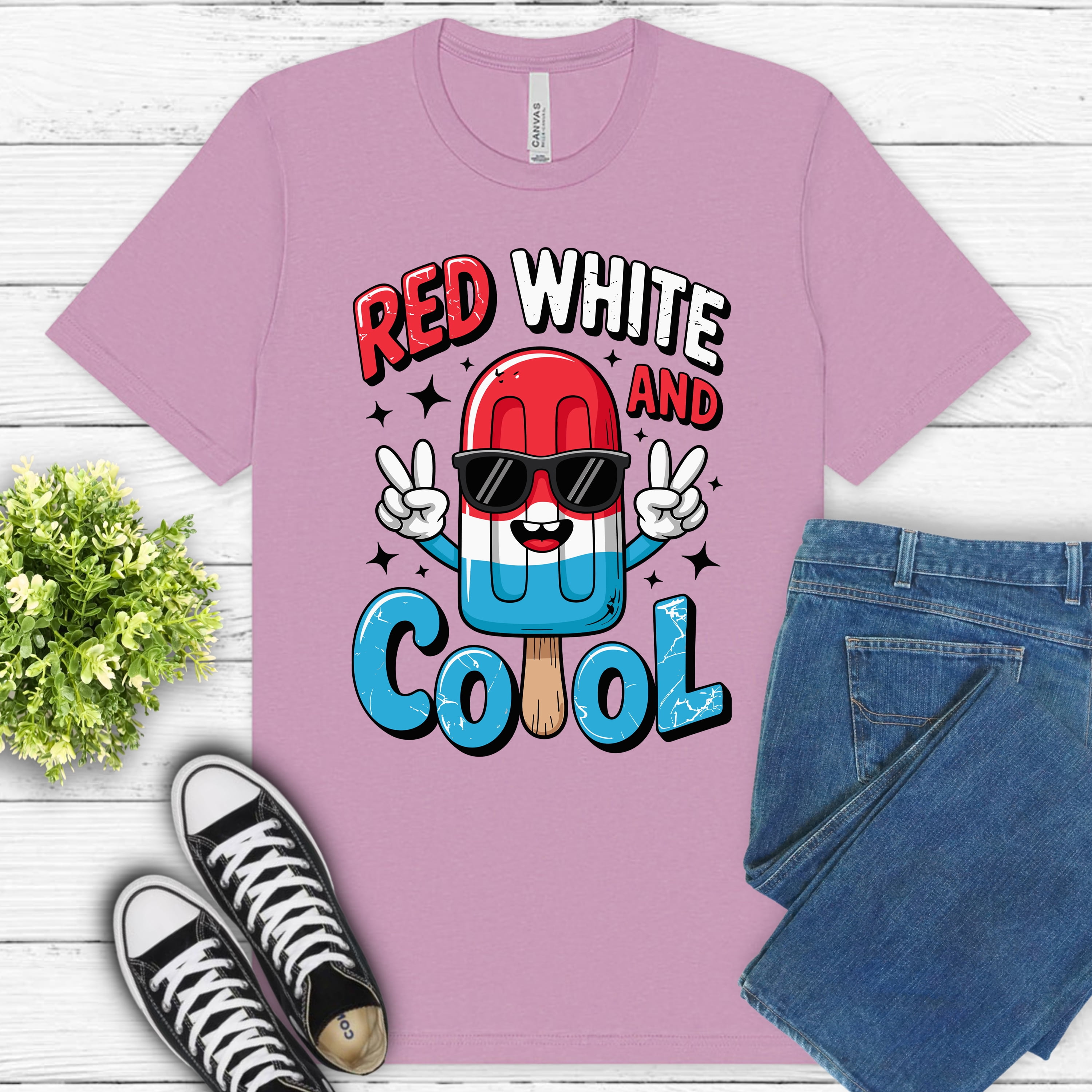 Red White and Cool Popsicle T-Shirt, Funny Patriotic Ice Cream Tee ...