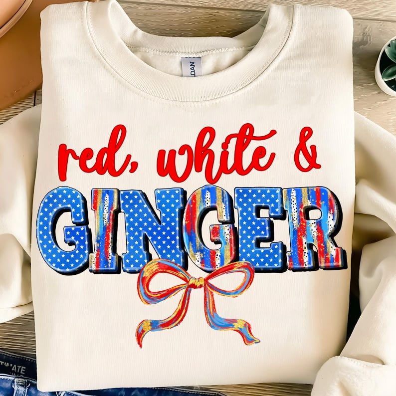 Red White and Ginger Sweatshirt – Funny Ginger Girl 4th of July ...