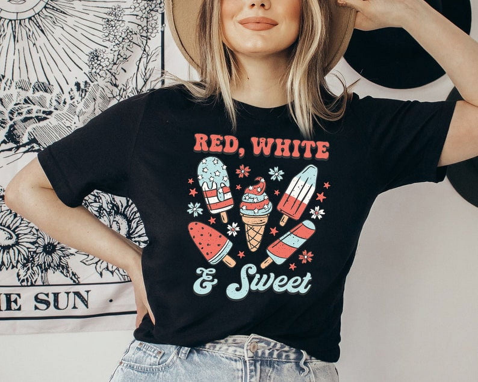 Red White and Sweet Shirt, Memorial Day Gift, Groovy 4th of July Tshirt ...