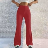 Red Wide Leg Sweatpants Women 2024 Womens Stretch High Waist Leggings ...