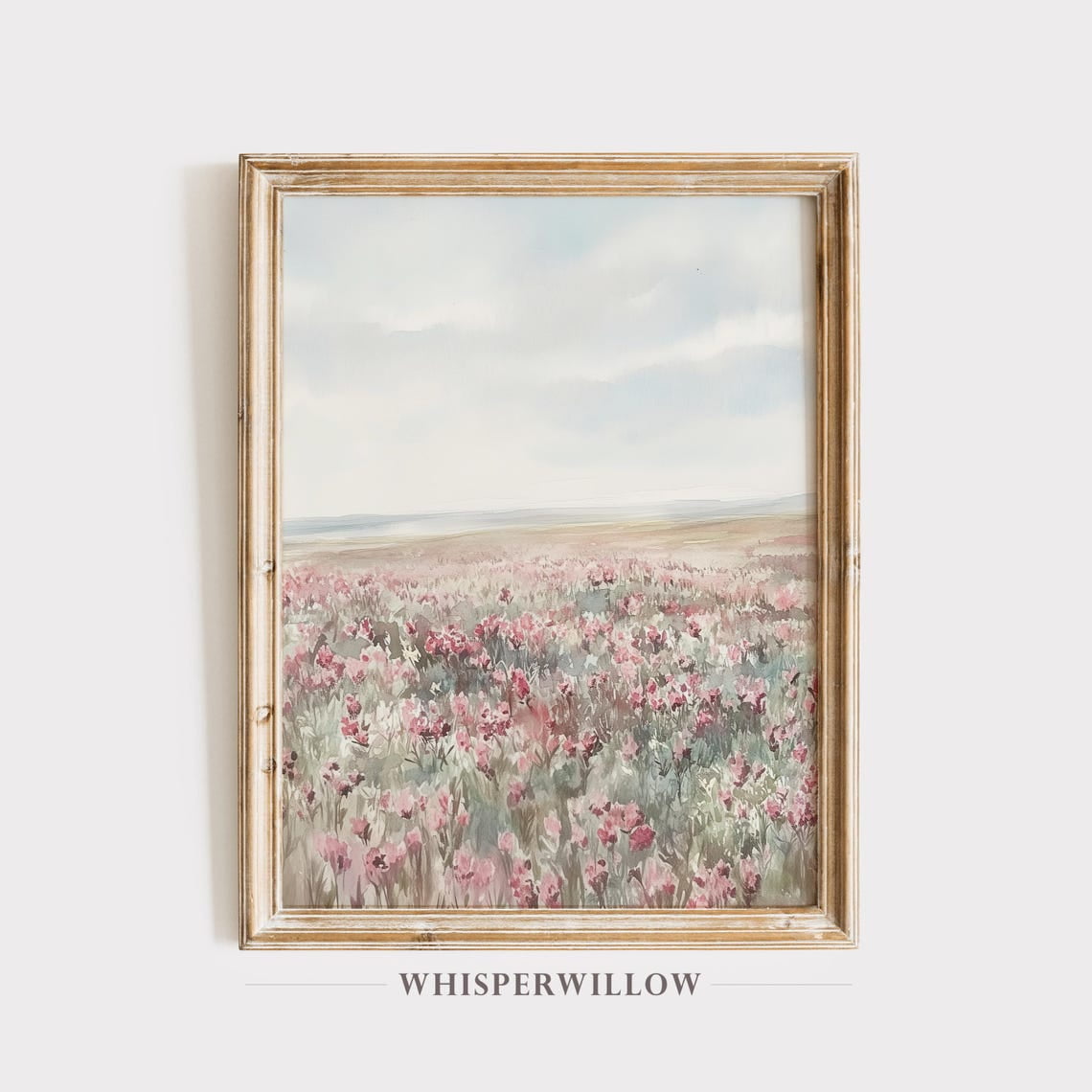 Red Wildflower Field,, Pink, Boho Country Farmhouse Landscape, Pastel ...