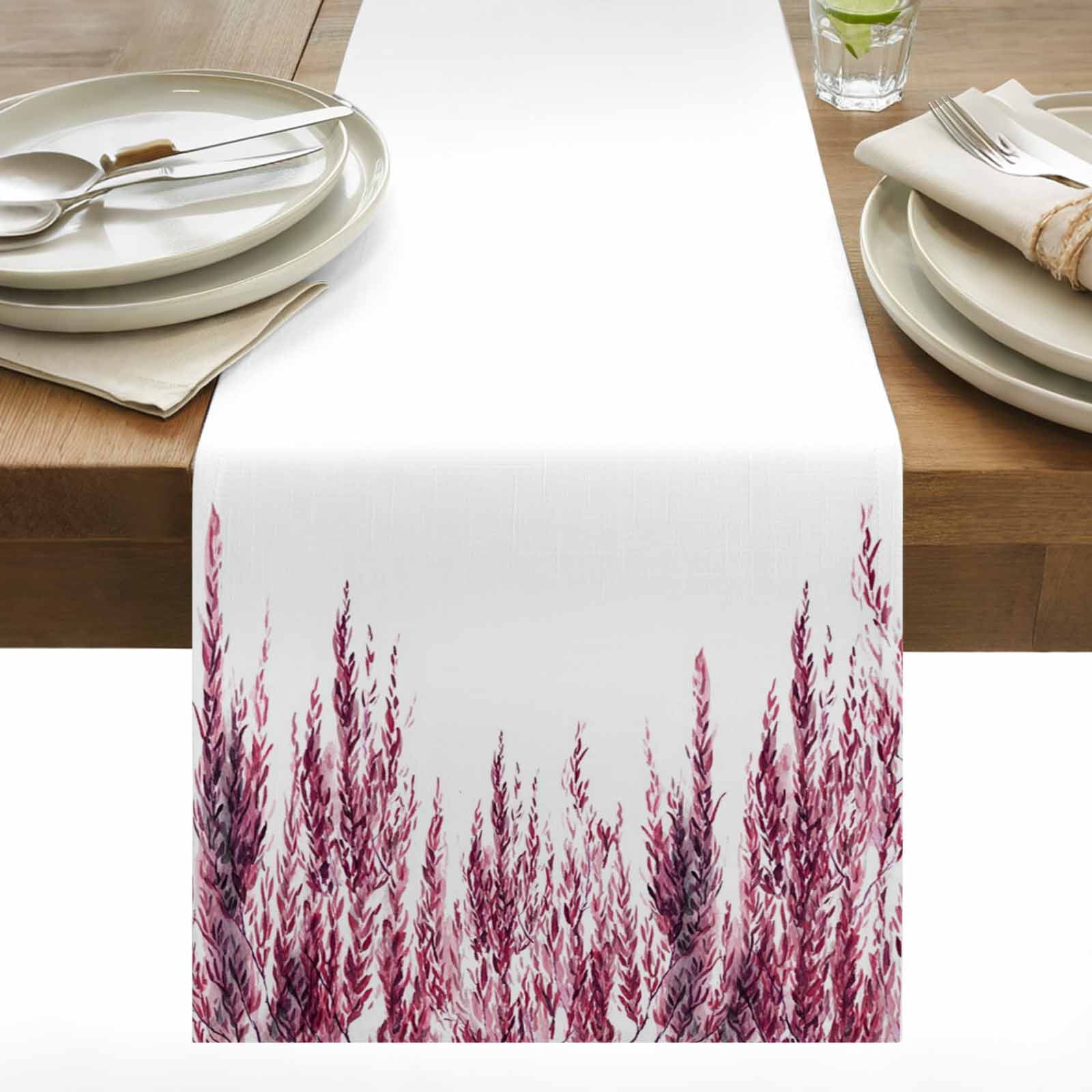 Red Willows Cotton Linen Table Runner Watercolor Spring Falling Red ...