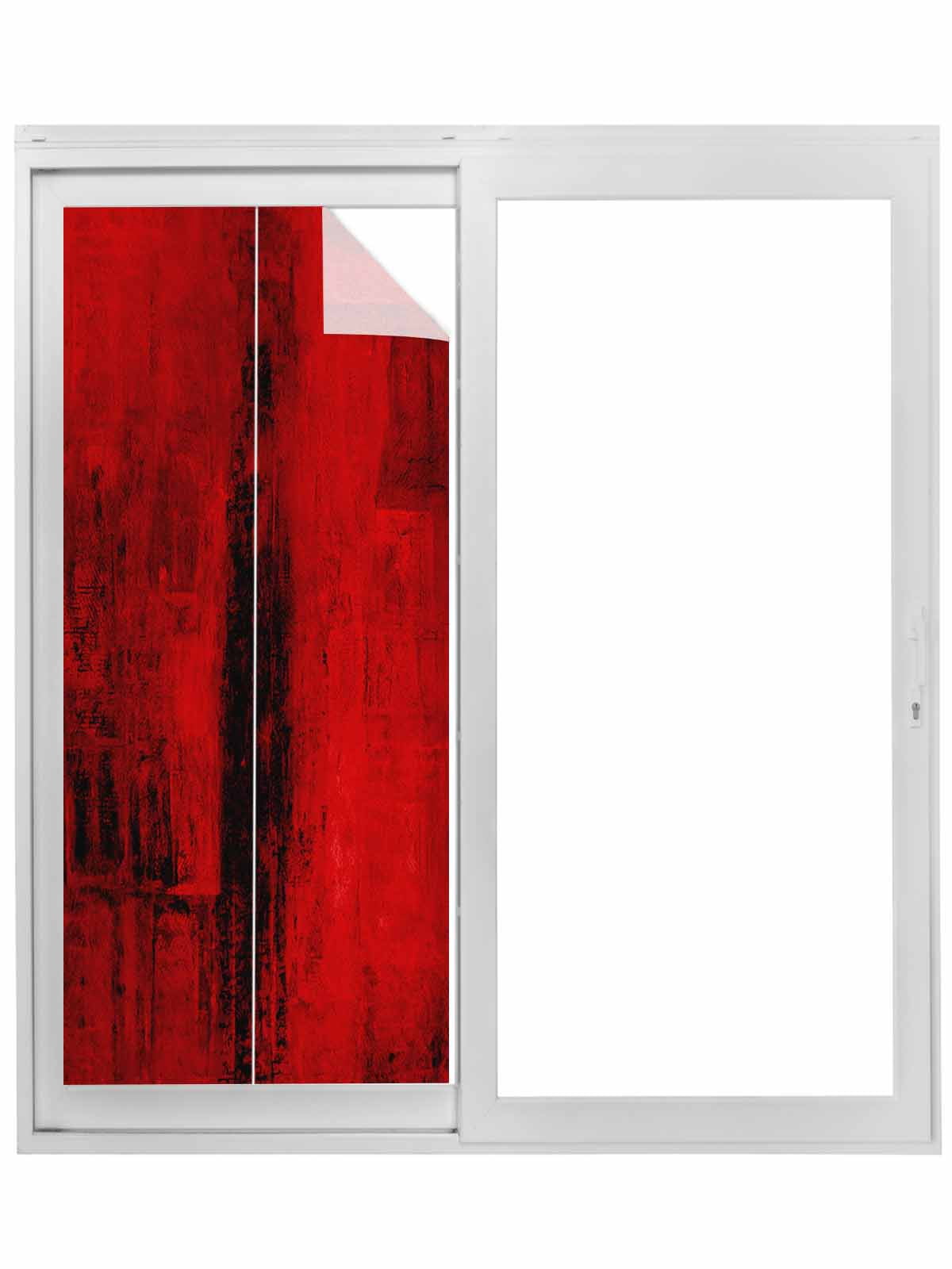Red Window Privacy Film, Retro Oil Painting Modern Abstract Art ...