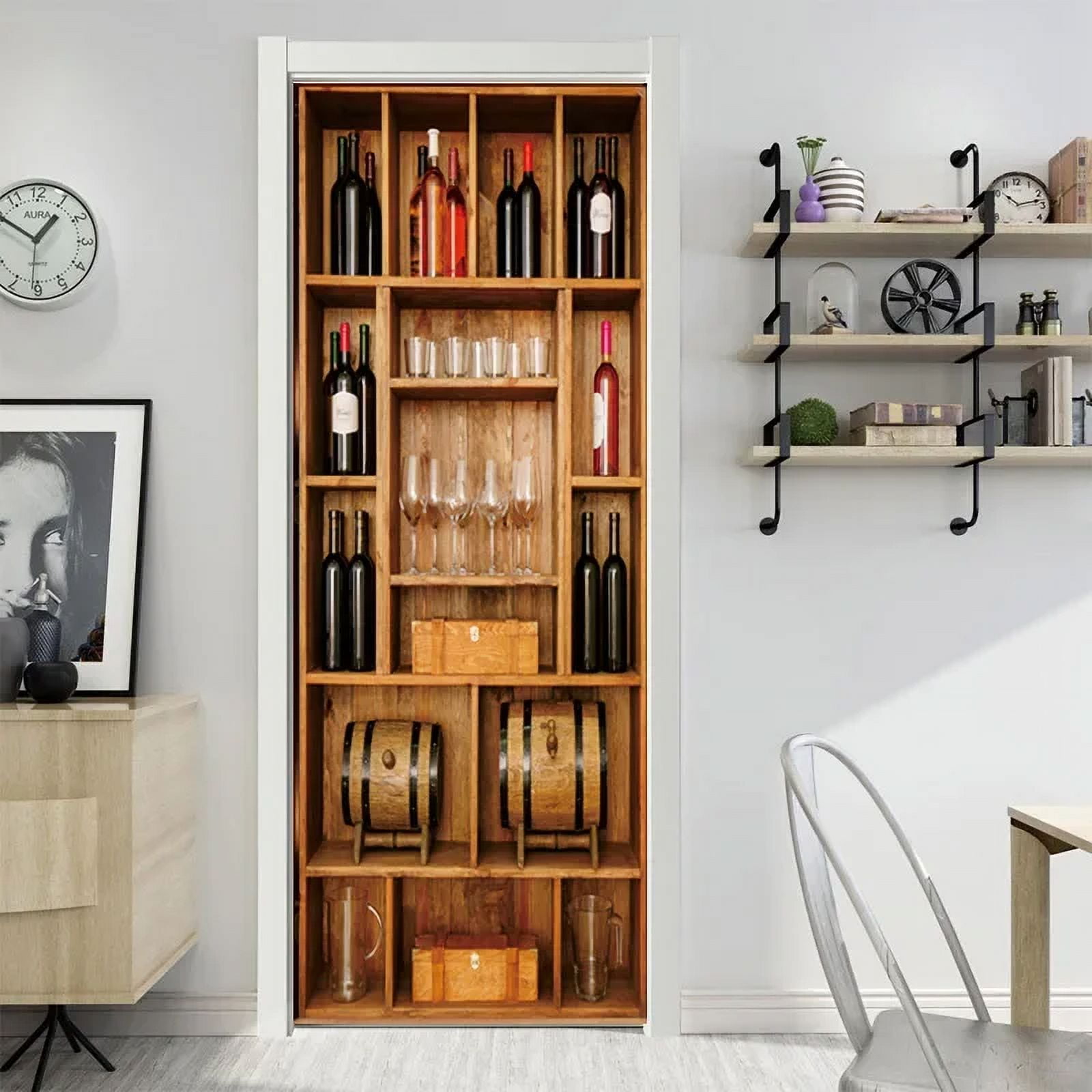 Red Wine Door Sticker Liquor Culture Theme Wallpaper Wineglass Murals ...