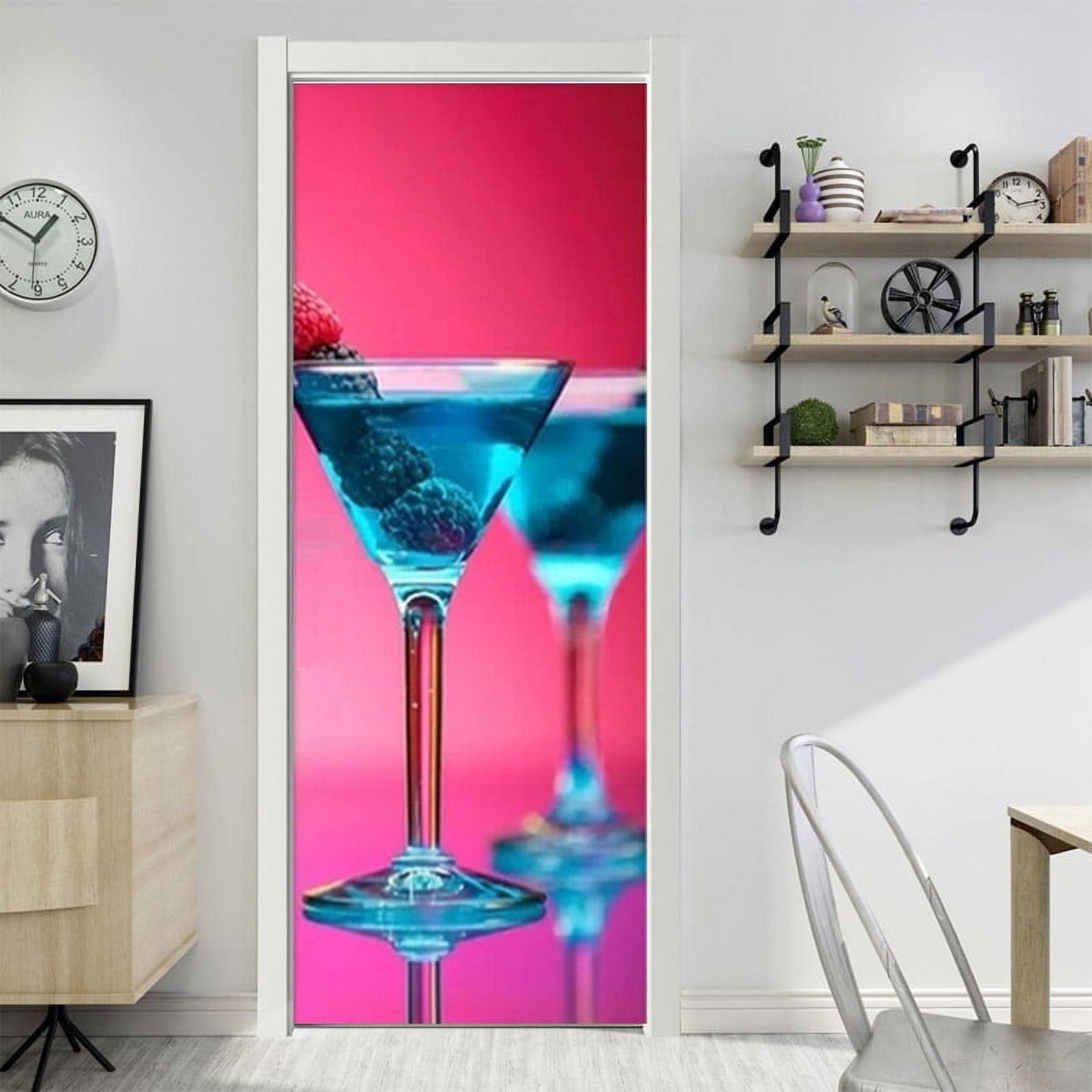 Red Wine Door Sticker Liquor Culture Theme Wallpaper Wineglass Murals ...