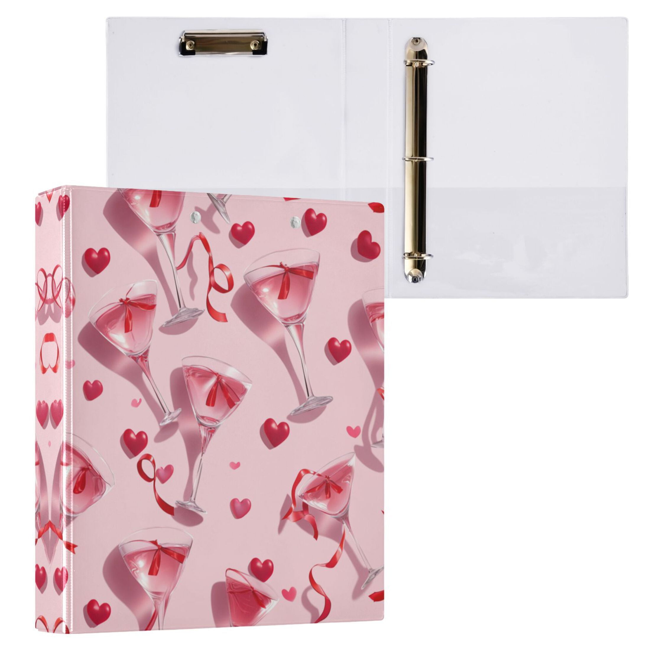 Red Wine Glass 3 Ring Hardcover Binders 1.5in Round Rings for Letter ...