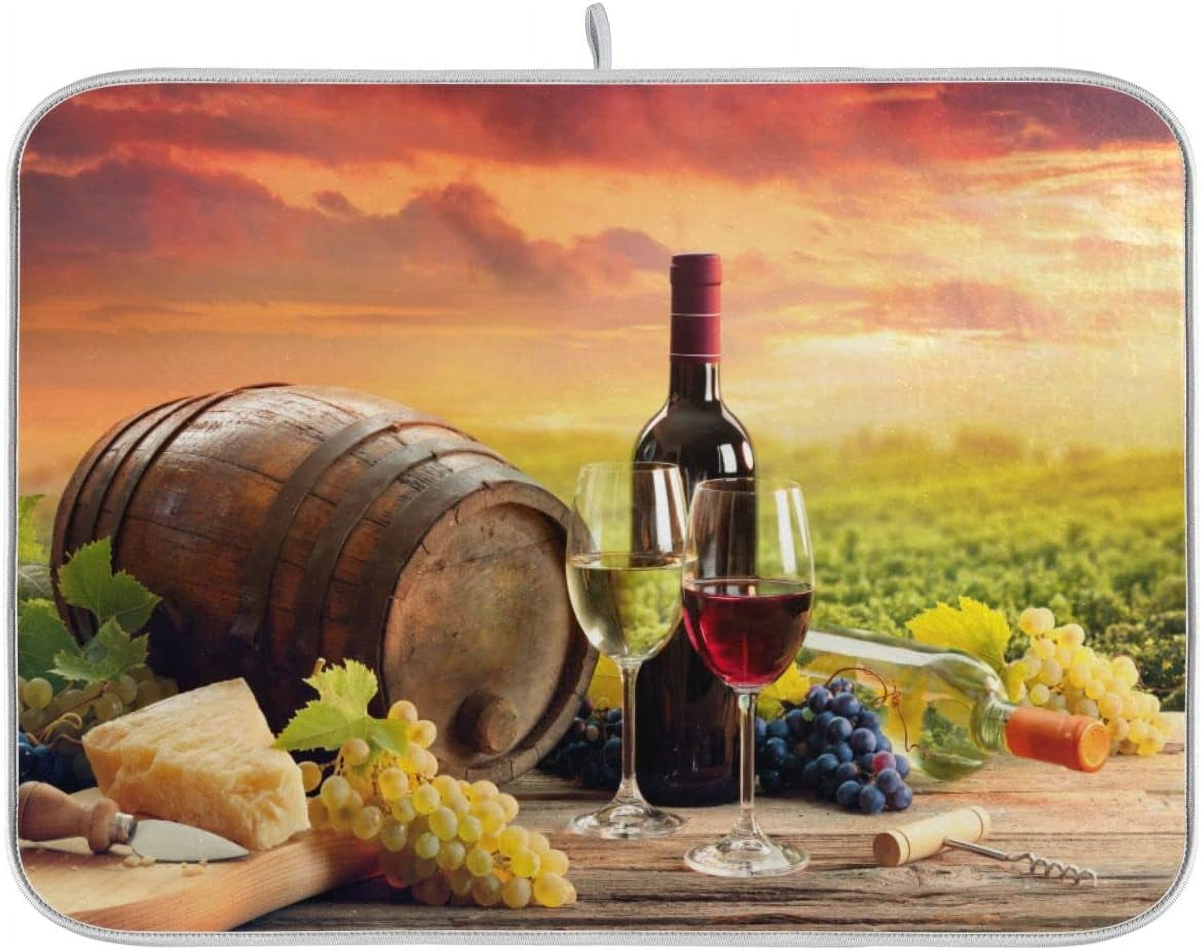 Red Wine Glasses Dish Drying Mat Absorbent Kitchen Pads for Counter ...