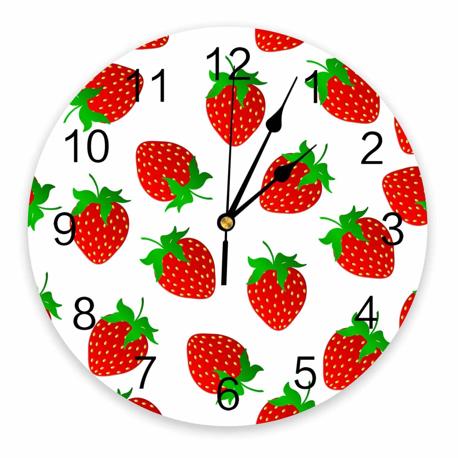 Red Wine Grape Fruit Round Wall Clock Acrylic Hanging Silent Time Clock ...