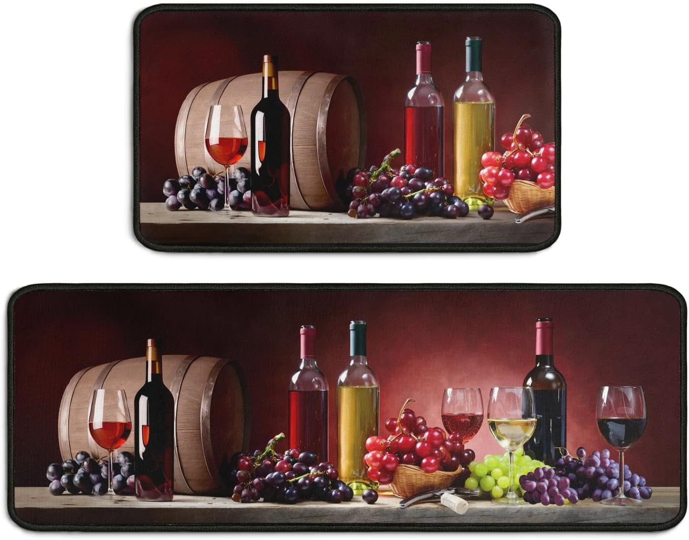 Red Wine Kitchen Decor Rugs Set 2 Piece, Farmhouse Style Home Indoor ...