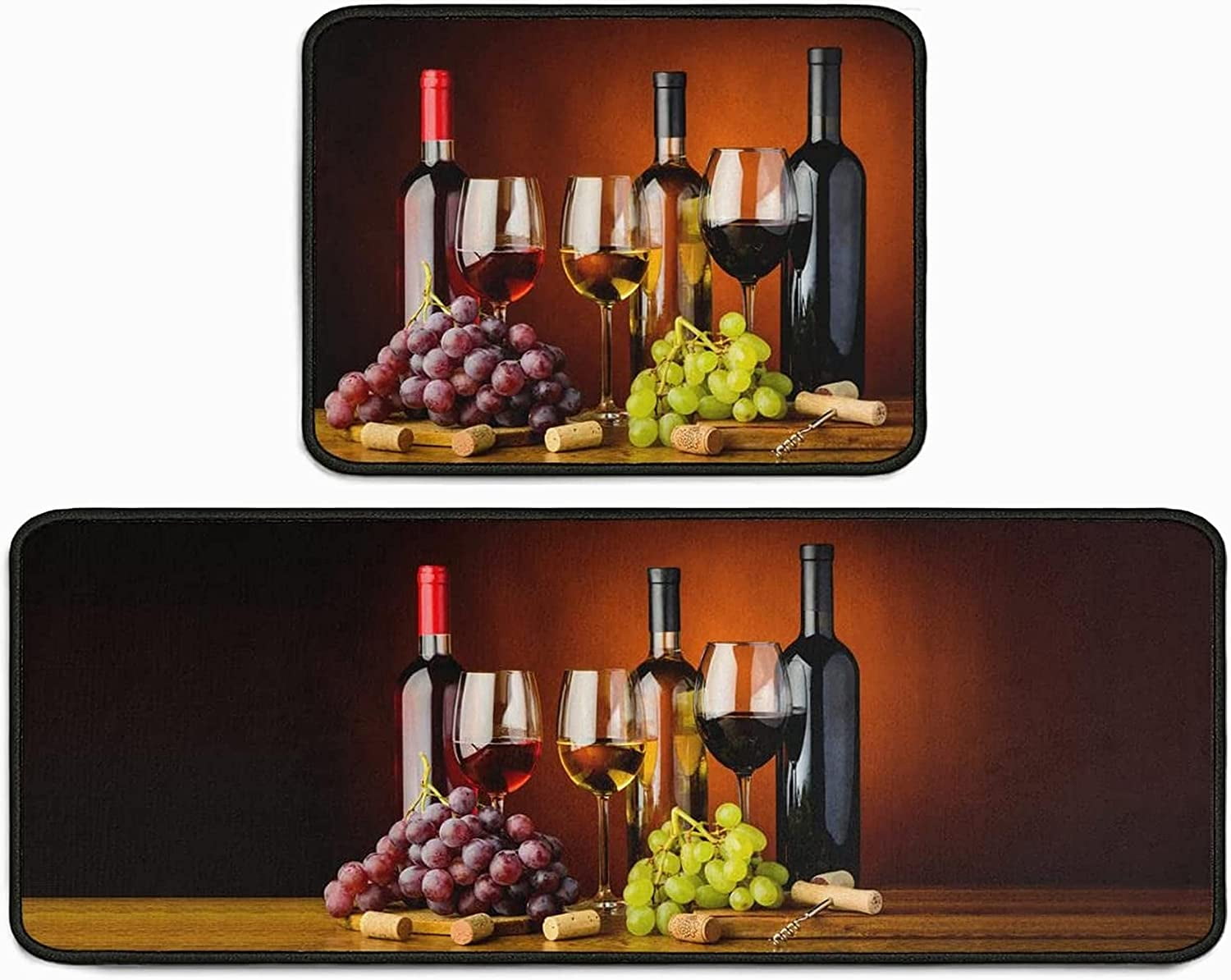 Walmart Red Wine Kitchen Rugs 2 Piece Set, Washable, 17"x47" & 17"x30 ...