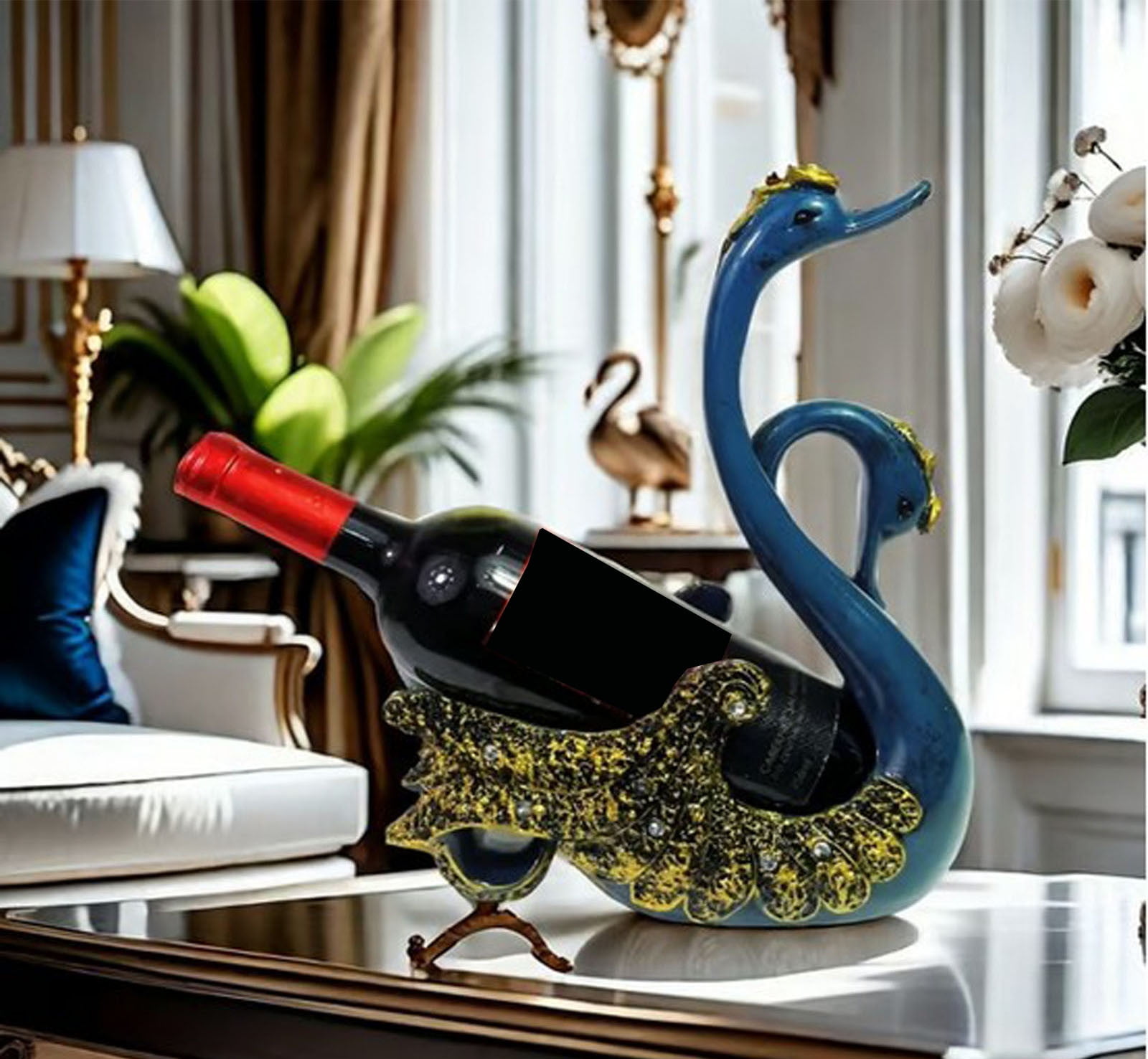 Red Wine Rack Metal Rope Design | Modern Stainless Steel Floating Bottle Holder for Home Bar ...