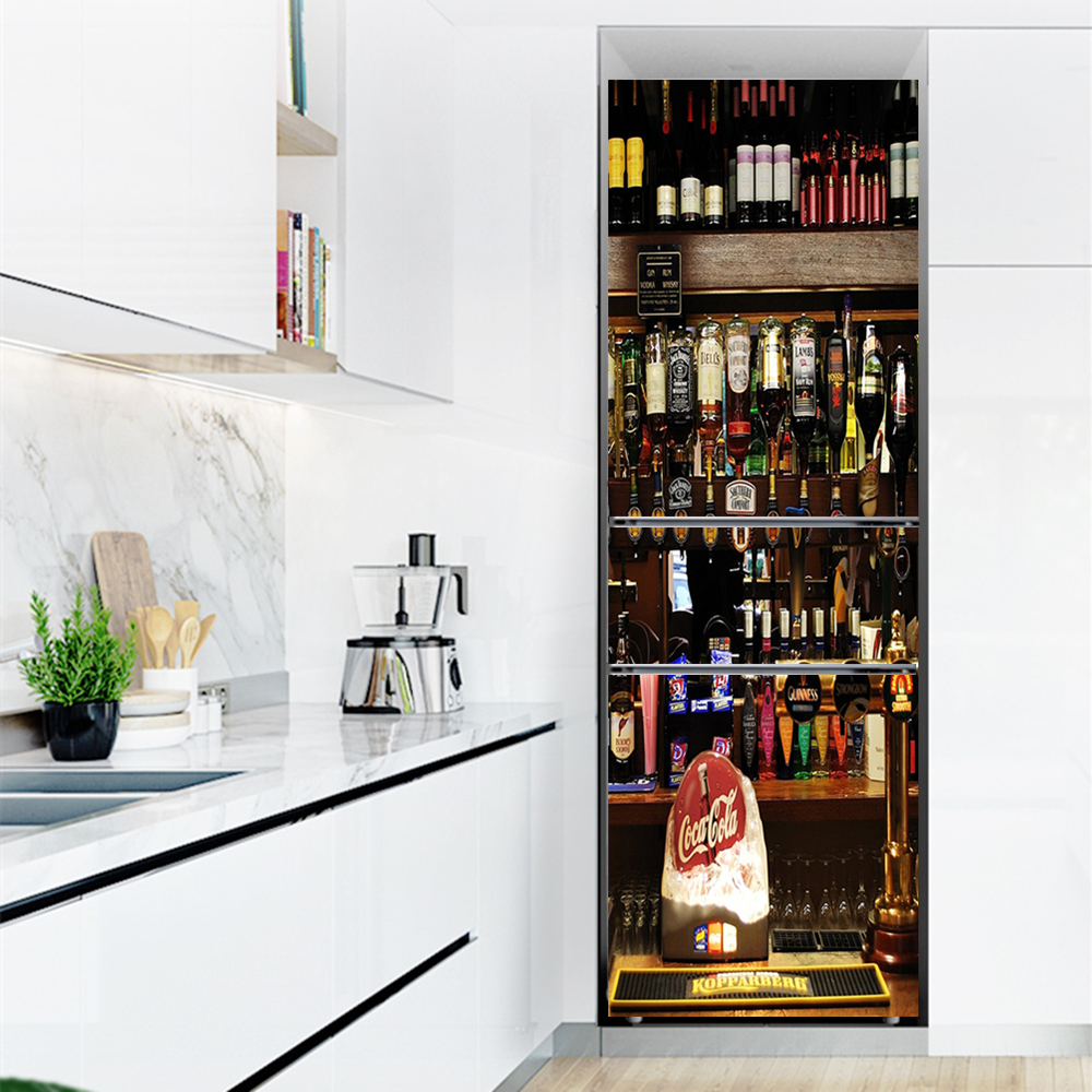 Red Wine Shelf Refrigerator Sticker Door Cover for Kitchen Furniture ...