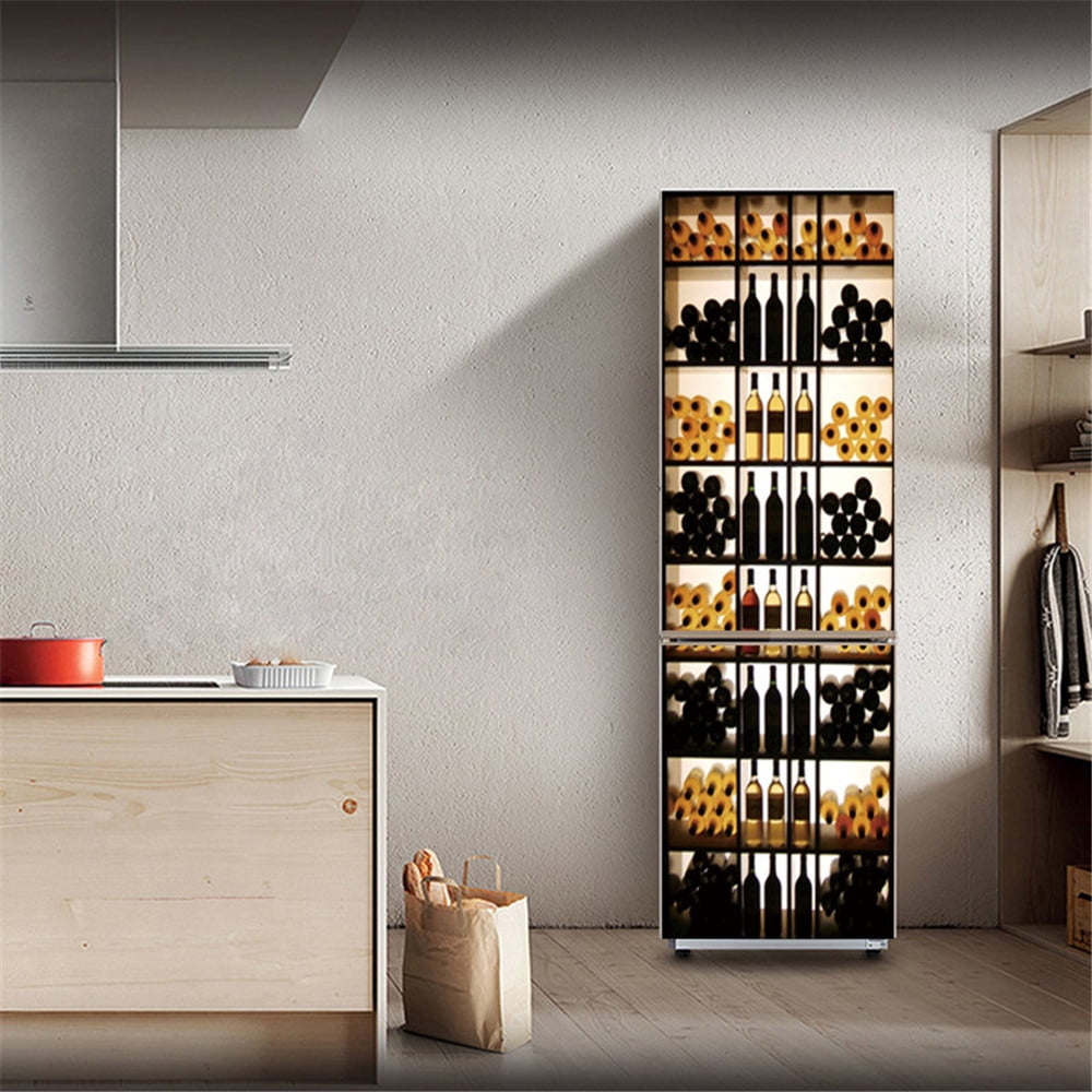 Red Wine Shelf Refrigerator Sticker Door Cover for Kitchen Furniture ...