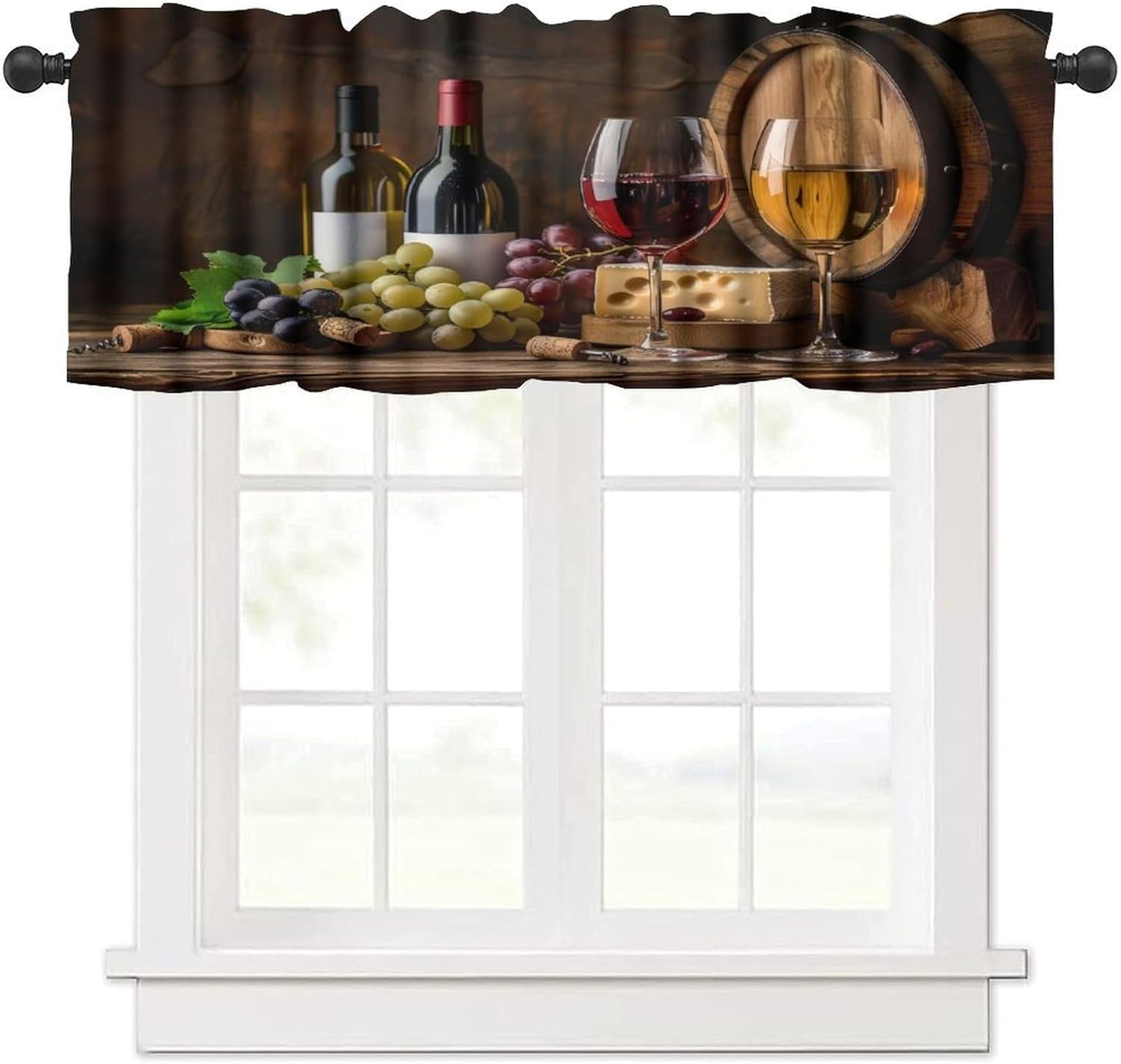 Red Wine Valances Curtains for Kitchen, Red Wine White Wine Glass ...