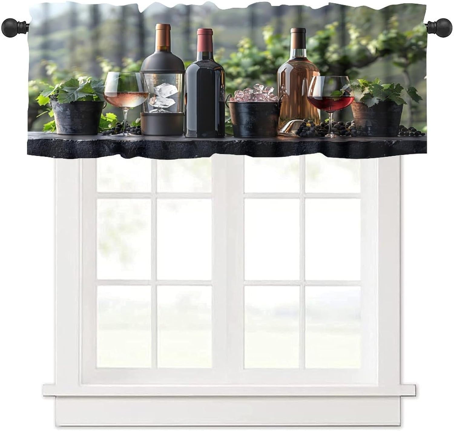 Red Wine Valances Curtains for Kitchen, Wine Cooler Bottle Ice Bucket ...