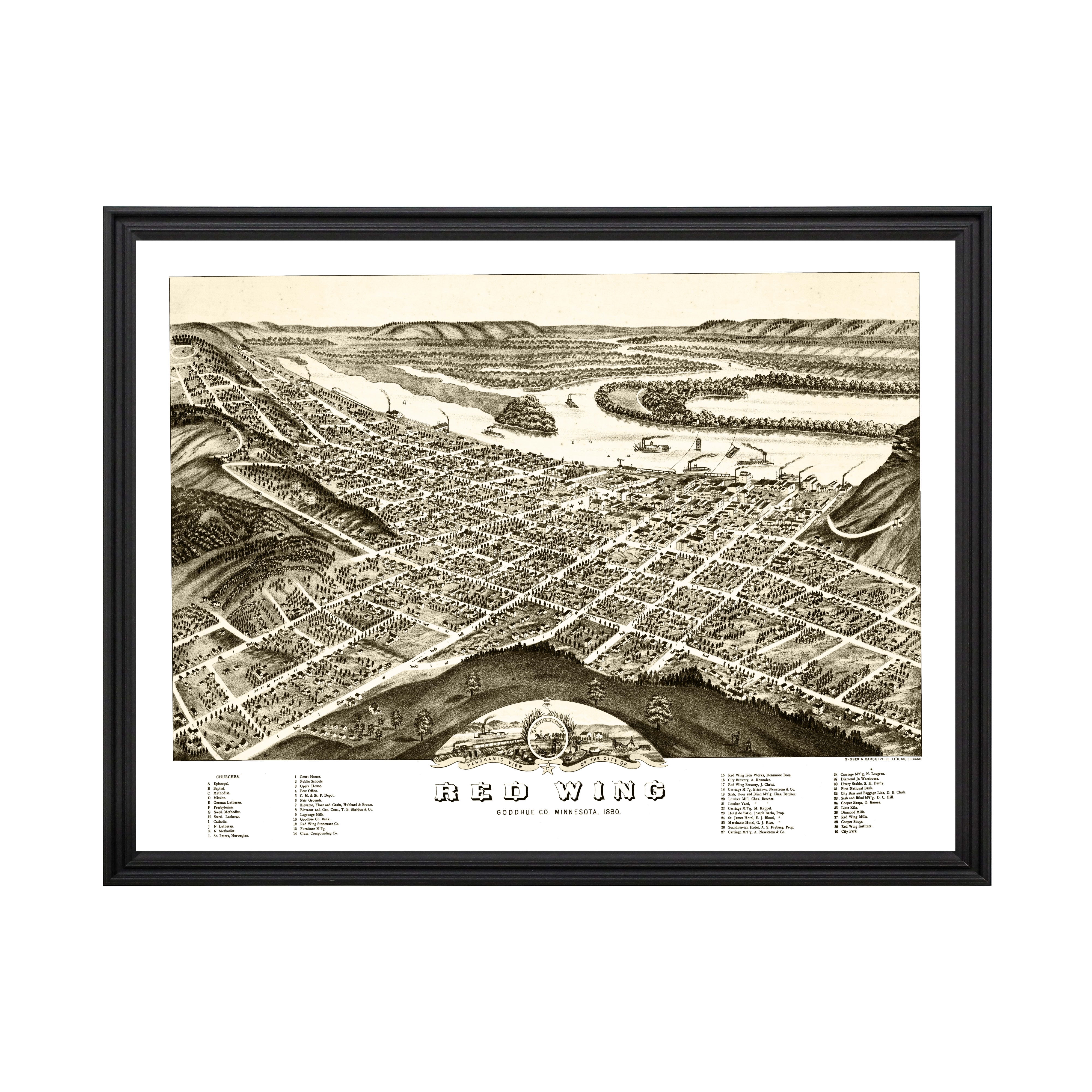 Red Wing Art, 1880 Vintage Map of Red Wing Minnesota, MN History Wall ...
