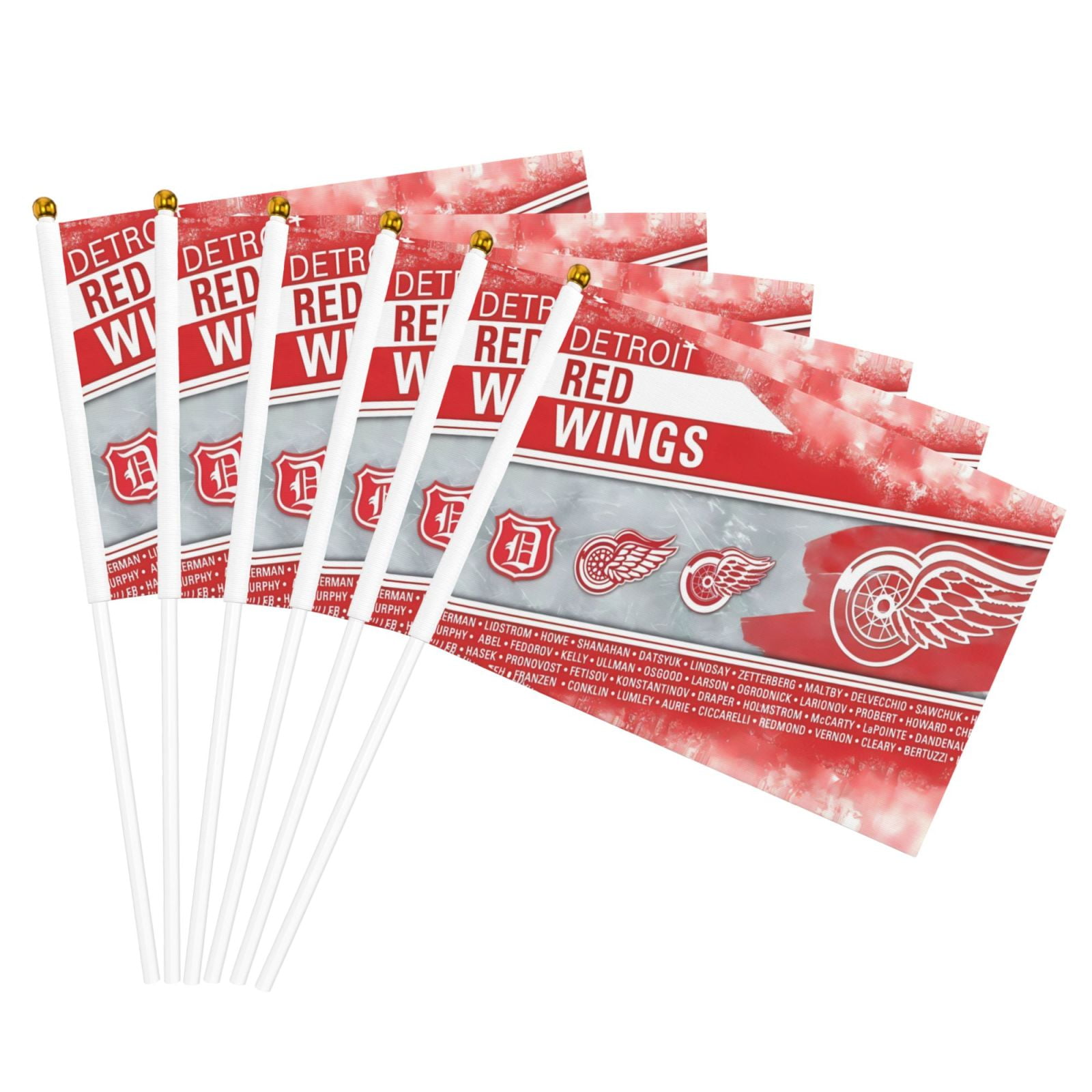 Red_Wings Hockey Team Bulk Cheer Flag Set, 5.5x8.2 Inch Hand Waved ...
