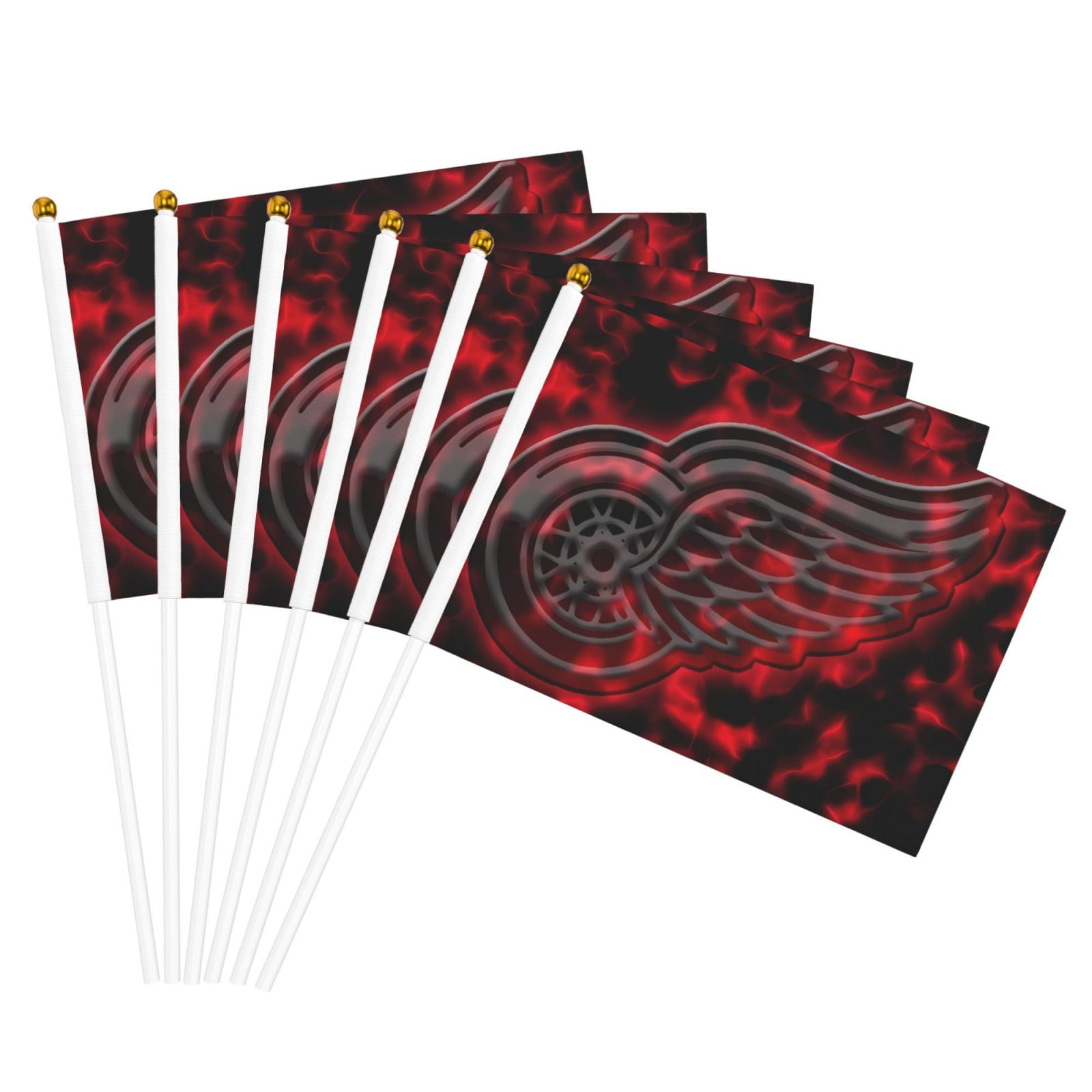 Red_Wings Hockey Team Bulk Cheer Flag Set, 5.5x8.2 Inch Hand Waved ...