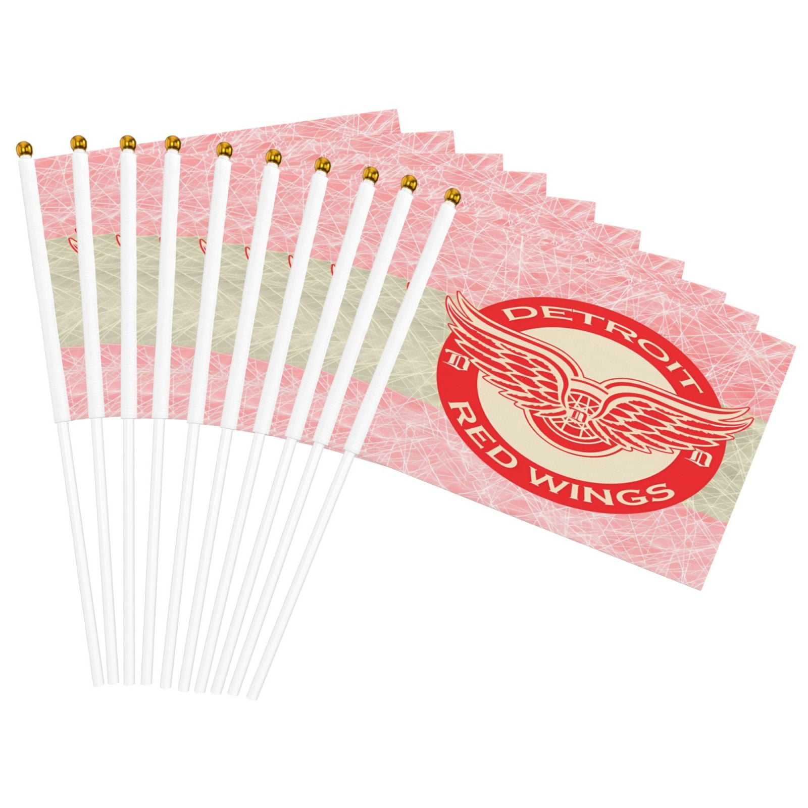 Red_Wings Hockey Team Bulk Cheer Flag Set, 5.5x8.2 Inch Hand Waved ...