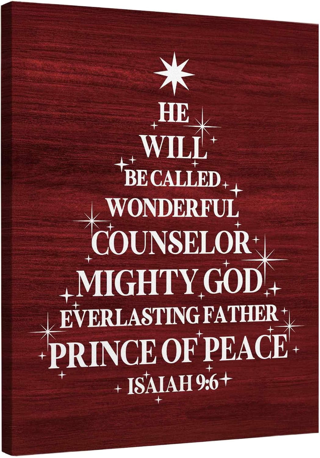 Red Winter Christian Christmas Tree Wall Art Decor, Isaiah Bible Verse ...