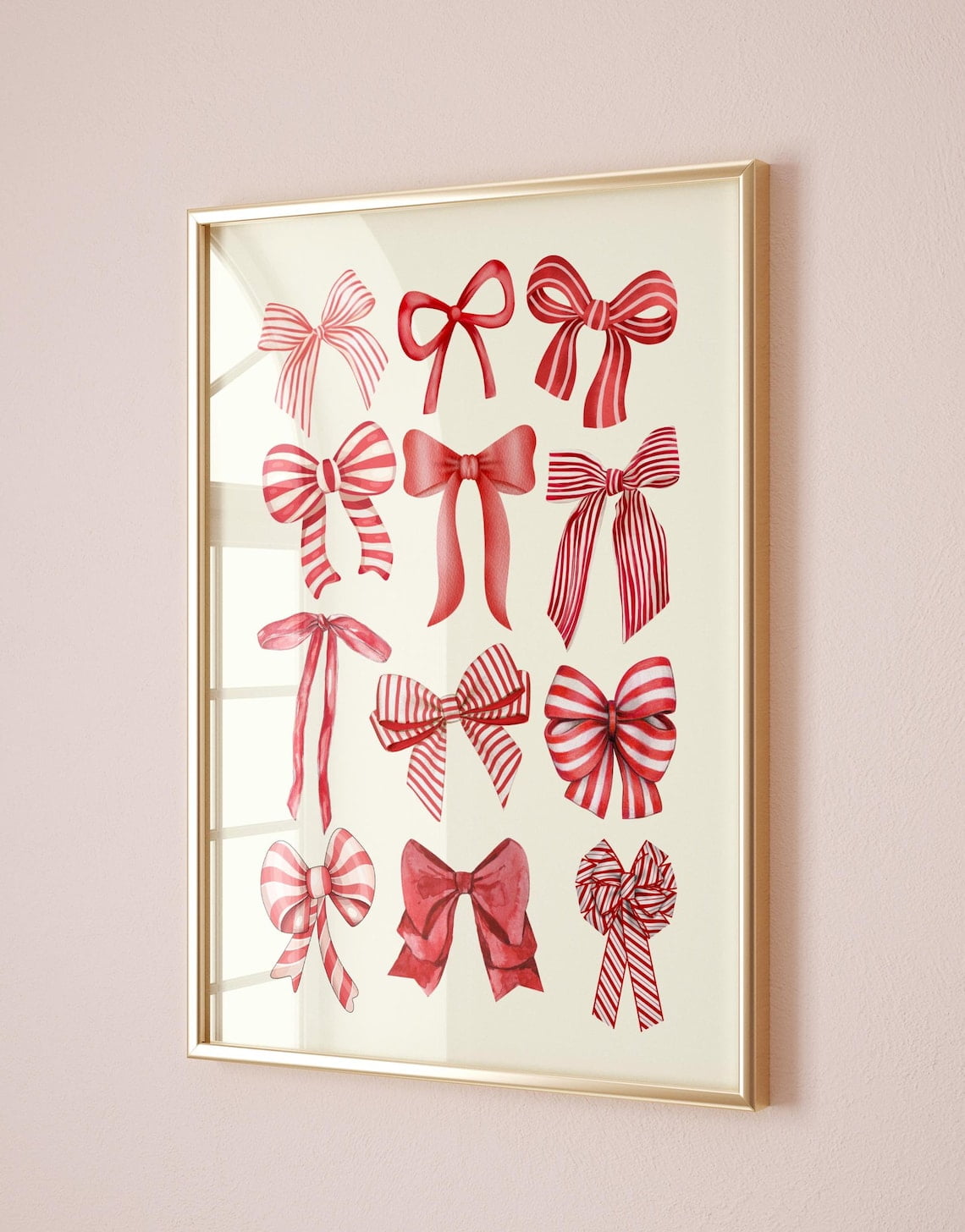 Red Winter Holiday Bows Poster Girly Holiday Wall Art, 16x24 UNFRAMED ...