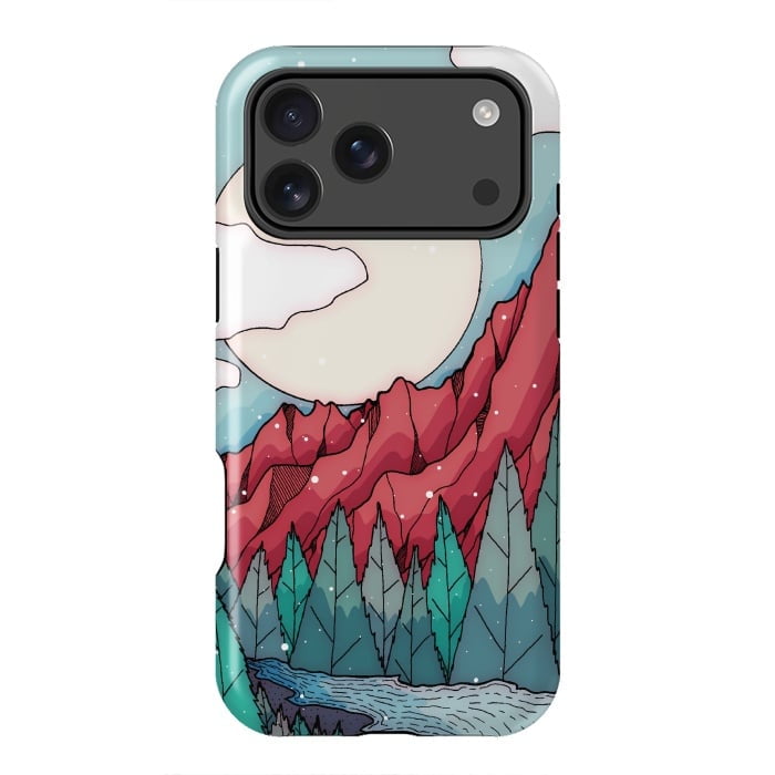 Red Winter Mountain River Scenic Landscape iPhone Case for iPhone 17 16 ...