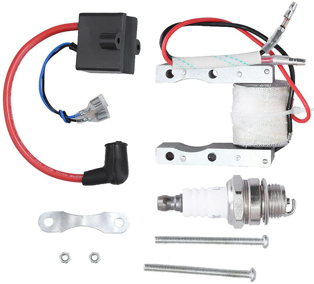 Red Wire Ignition 12V Coil Module with Spark Plug Kit For 49cc 60cc ...