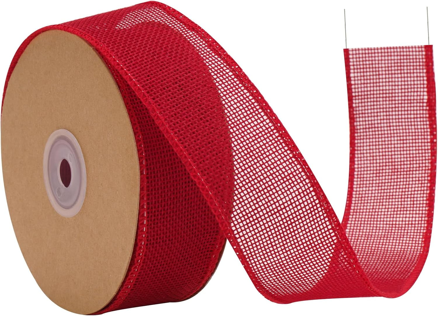 Red Wired Burlap Ribbon, 1-1/2" x 11 Yards Wired Ribbons, Wide Burlap ...