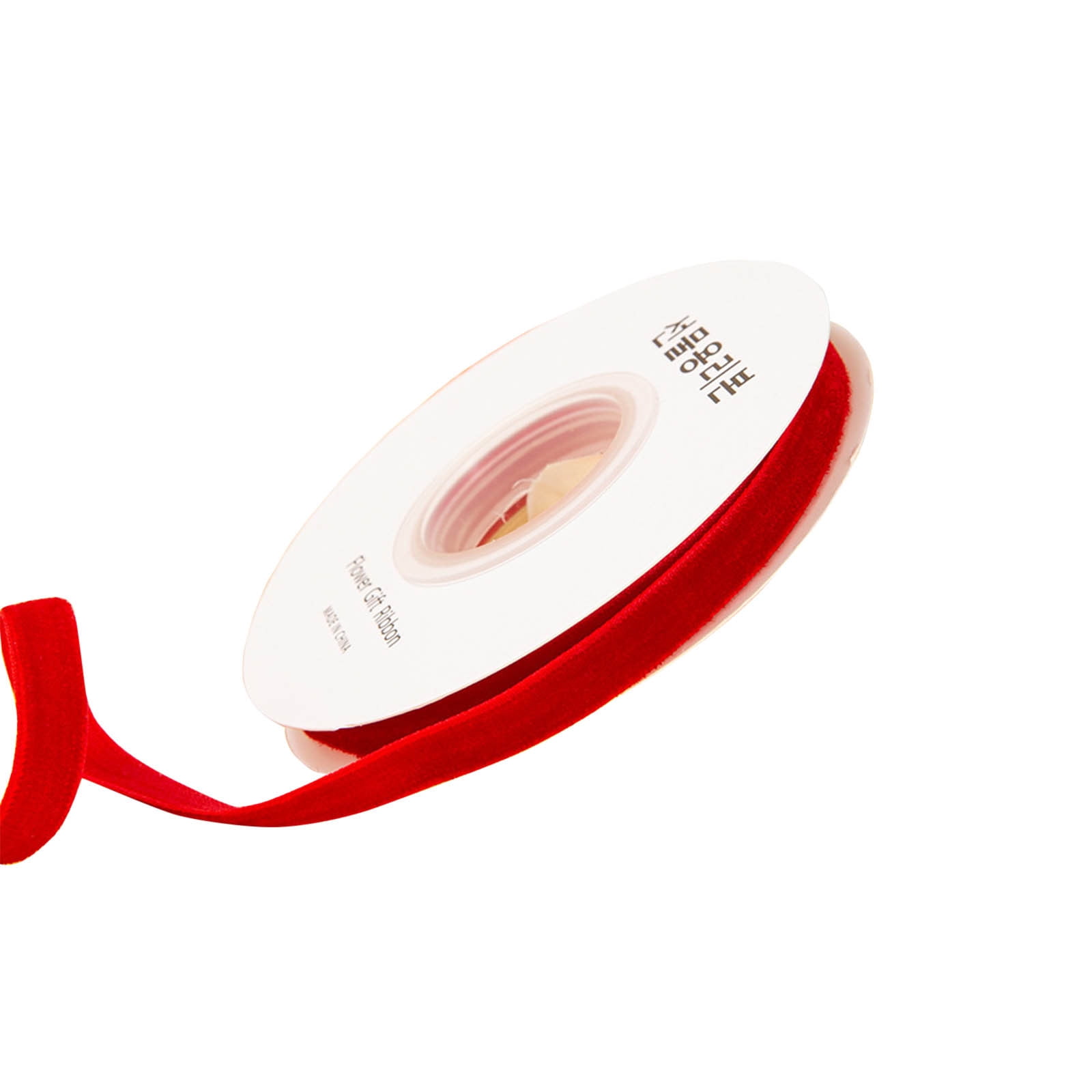 Red Wired Velvet Ribbon (1cm x 7 Yards), Single-Sided Polyester Ribbon ...