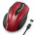 Red Wireless Computer Mouse, 2.4G/BT 5.0 Rechargeable Silent 6-DPI ...