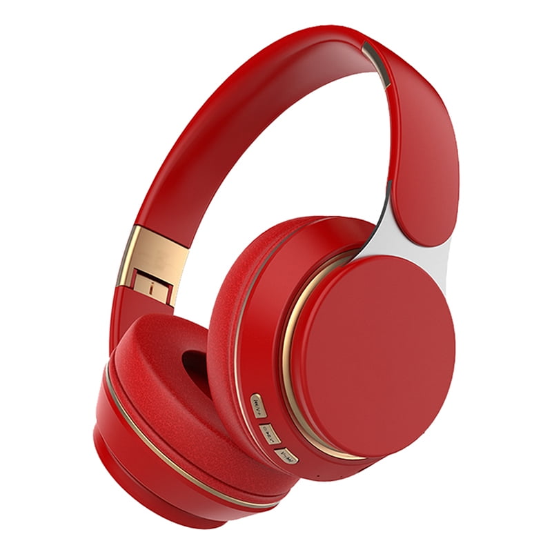 (Red) Wireless Headphones Bluetooth 5.0 Headset Foldable Big Earphones ...