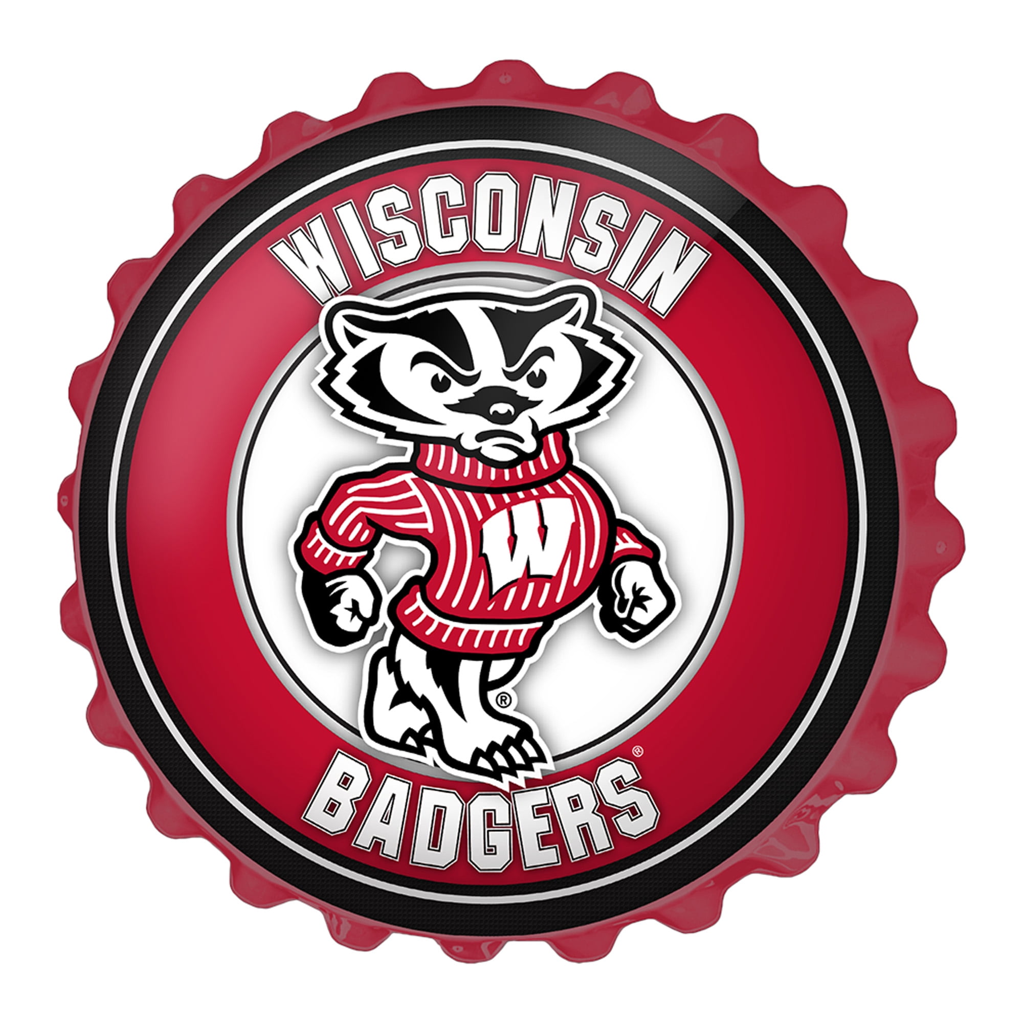 Red Wisconsin Badgers Mascot Bottle Cap Wall Sign - Walmart.com
